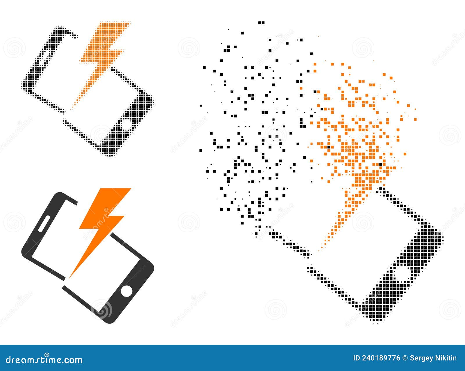 Dissolved Pixelated and Original Smartphone Crash Icon Stock Vector ...