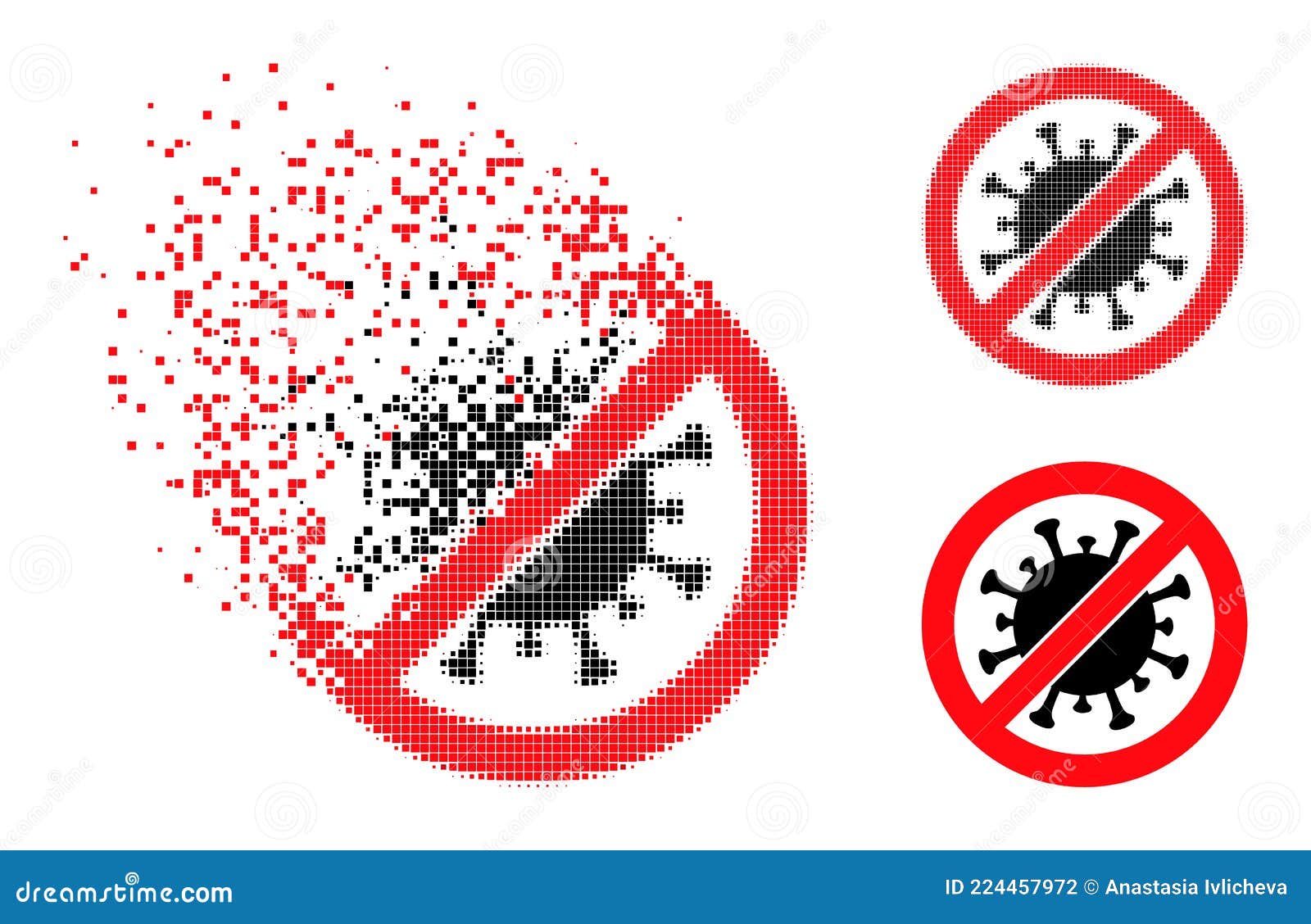 Erosion and Halftone Pixelated Stop Virus Glyph Stock Vector ...