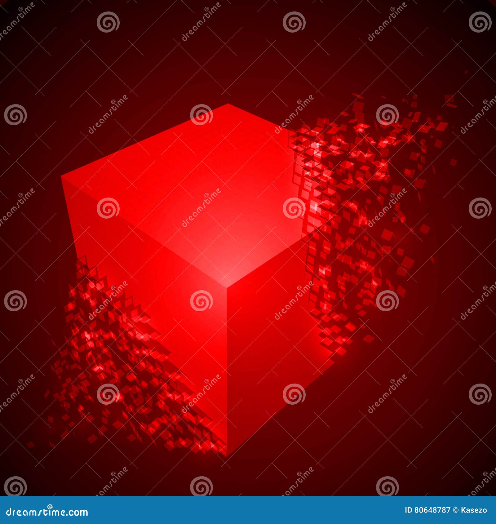 Dissolving Cube Shape. Red Version. Stock Vector - Illustration of ...