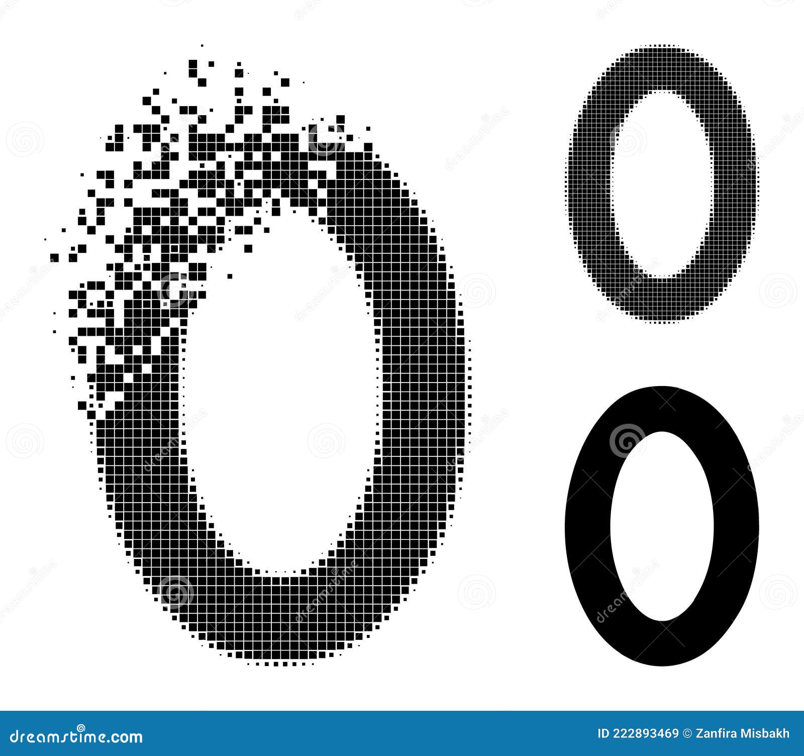 Dissolving Dot Digit Zero Glyph with Halftone Version Stock Vector ...