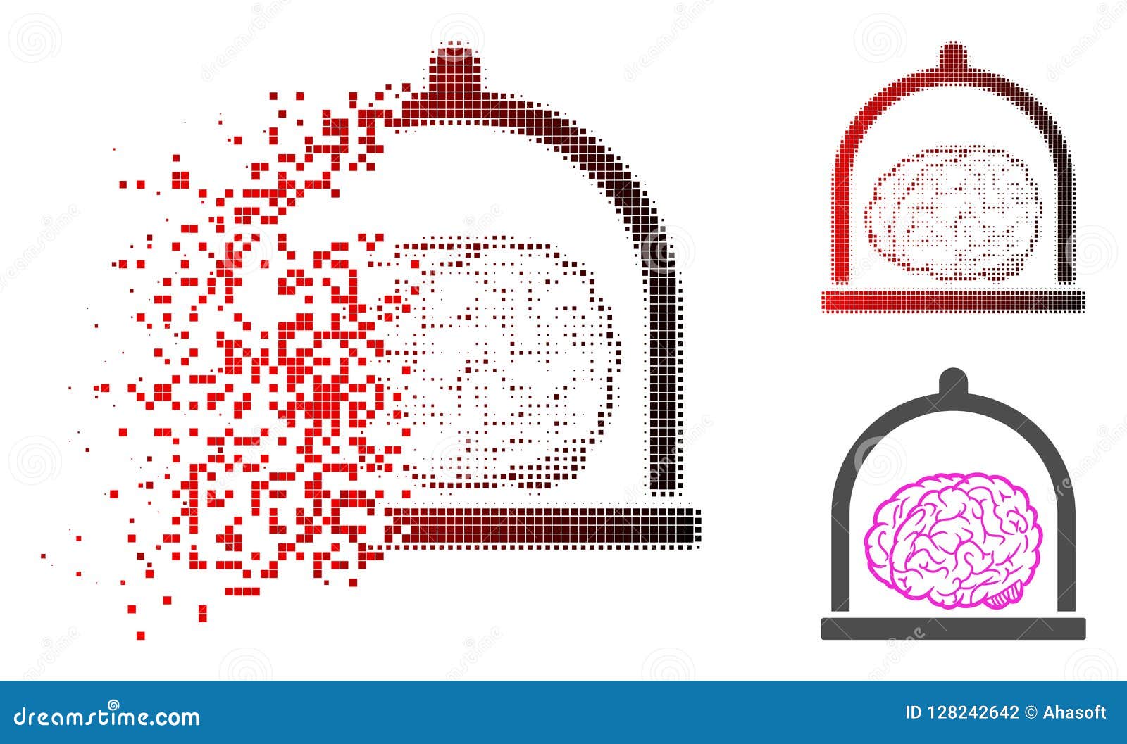 Dissolving Dot Halftone Brain Conservation Icon Stock Vector ...