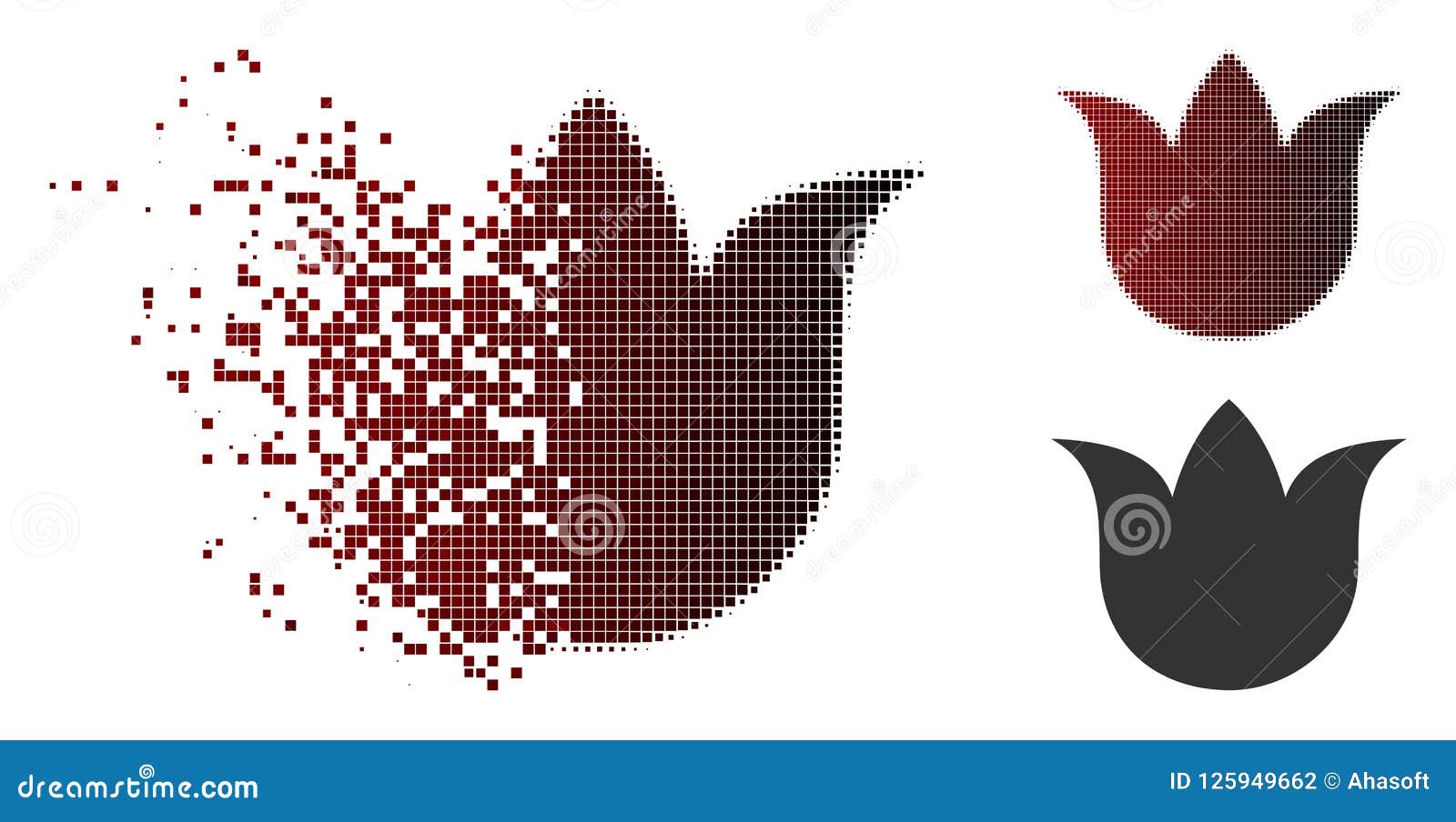 Dissolving Dot Halftone Tulip Flower Icon Stock Vector - Illustration ...