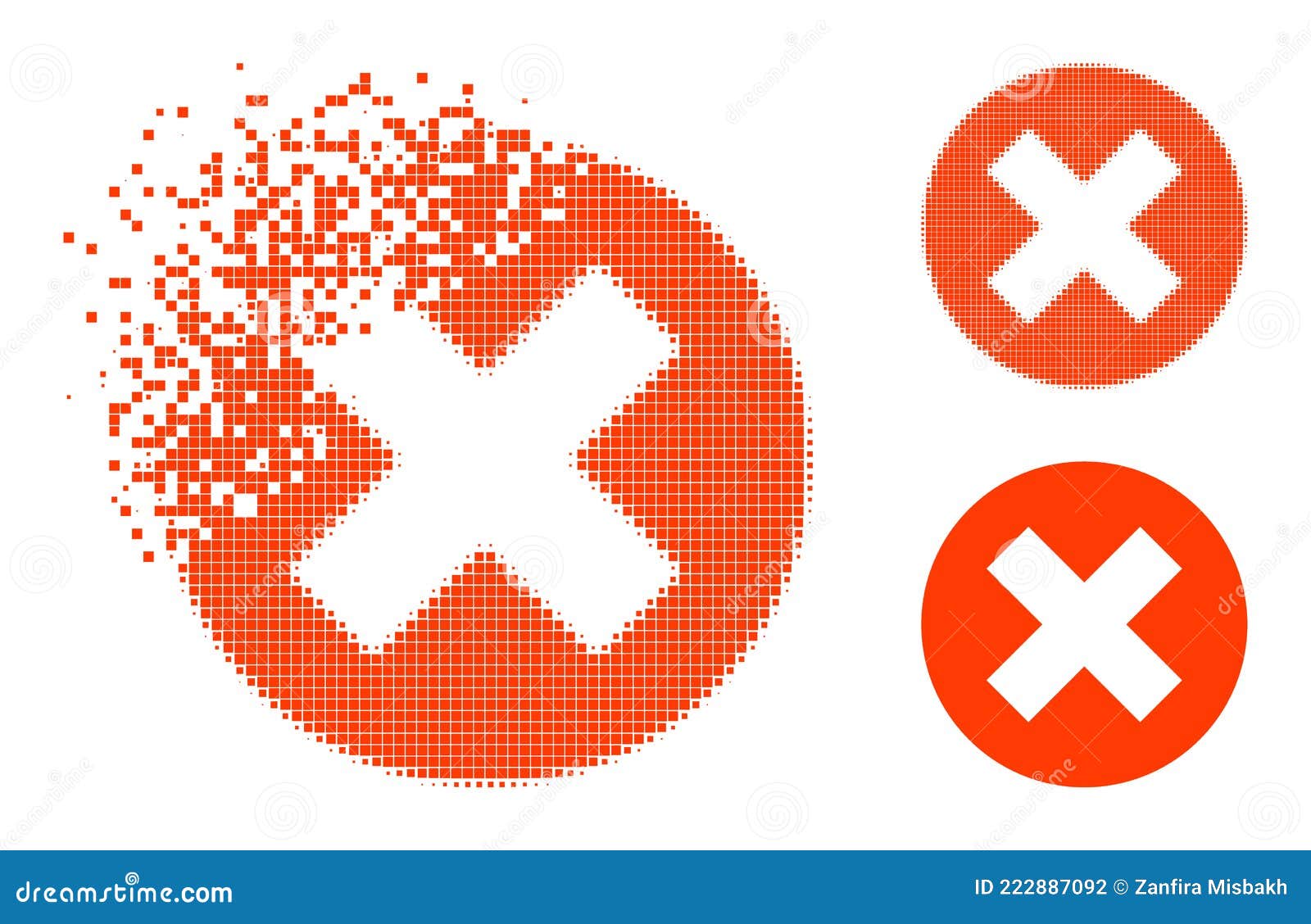 Damaged Pixel Delete Icon with Halftone Version Stock Vector ...