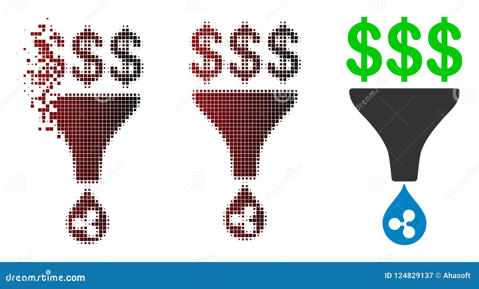 Dissolving Dotted Halftone Dollar Ripple Conversion Filter Icon Stock ...