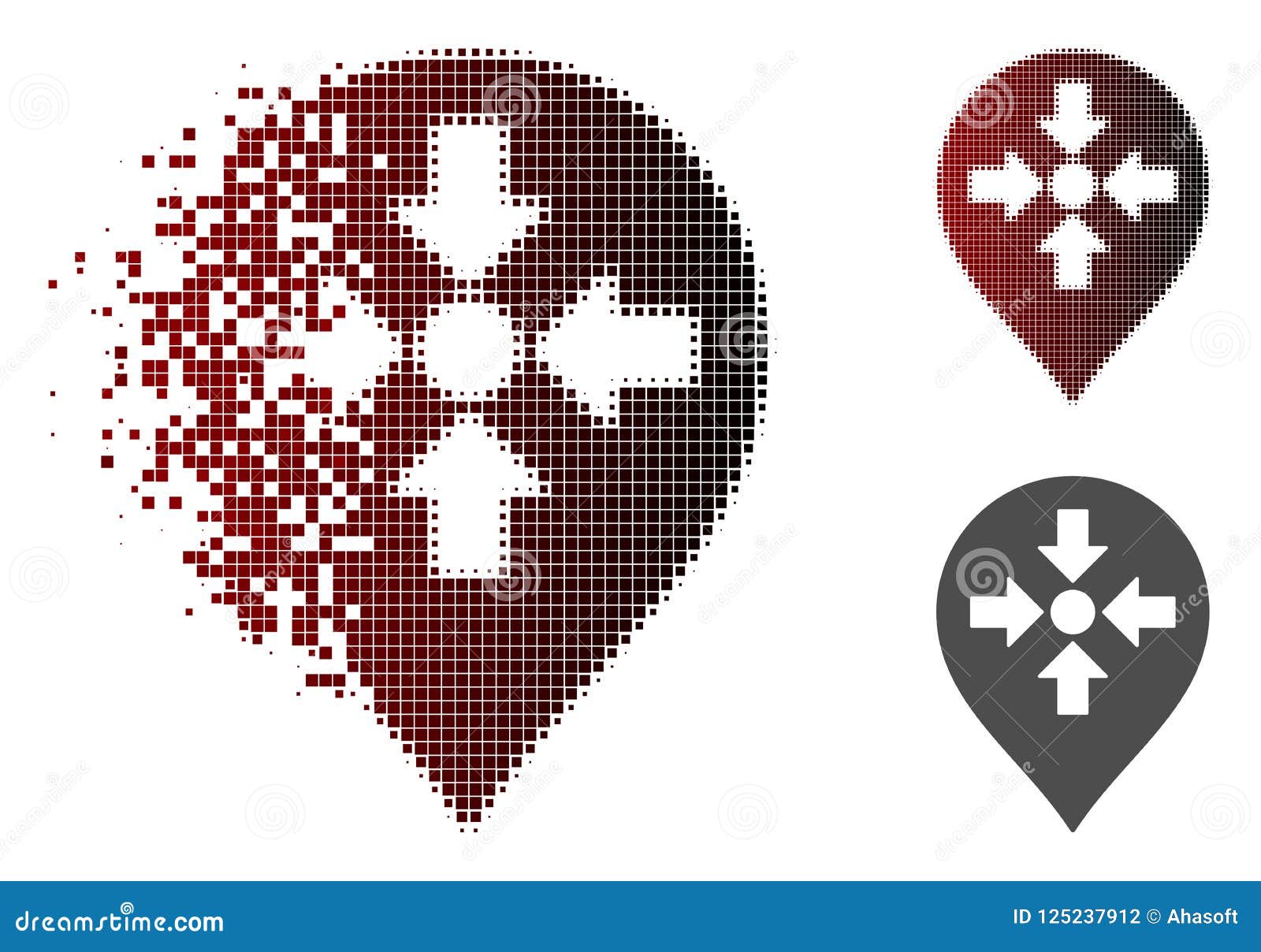 Dissolving Dotted Halftone Meeting Point Marker Icon Stock Vector ...