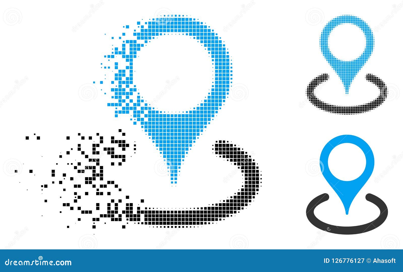 Dissolving Dotted Halftone Place Marker Icon Stock Vector ...