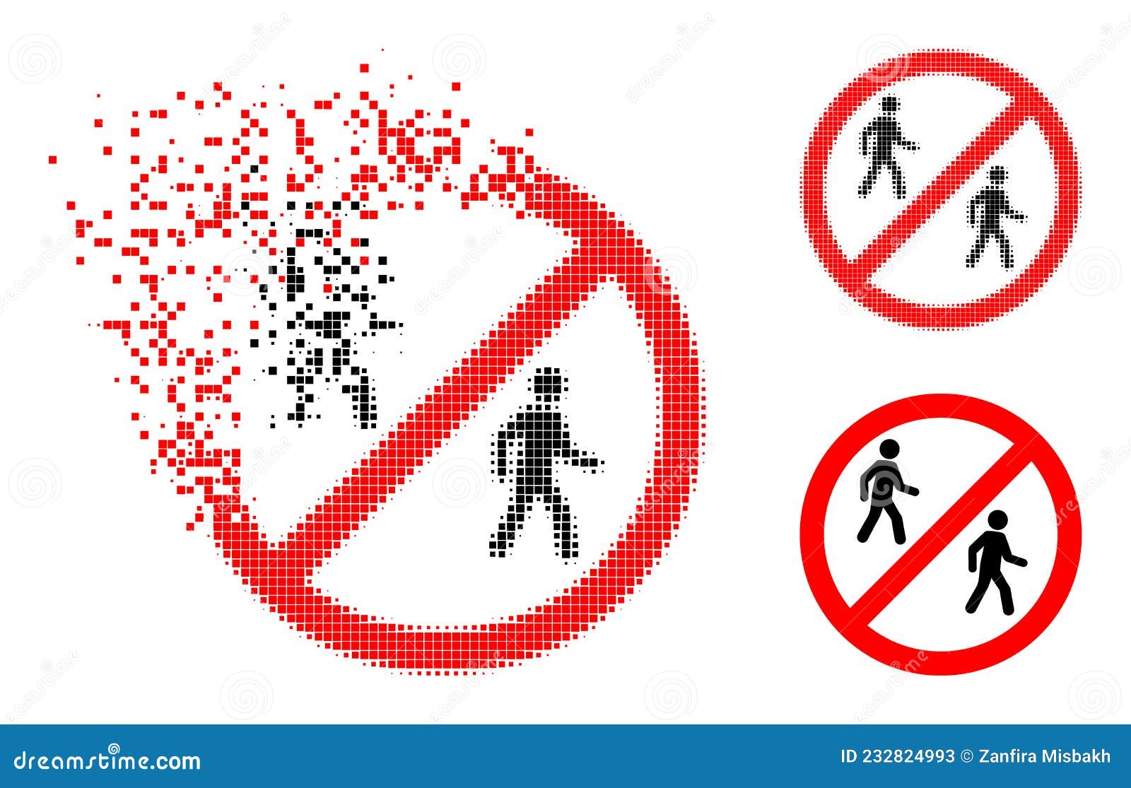 Dissolving Dotted Stop Pedestrian Men Glyph with Halftone Version Stock ...