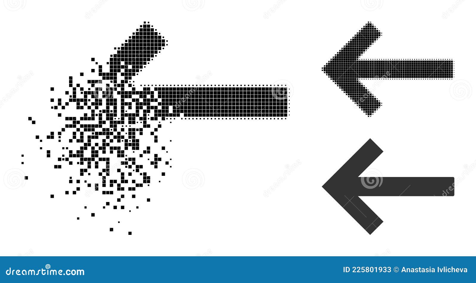 Dissolving and Halftone Dot Left Arrow Icon Stock Vector - Illustration ...