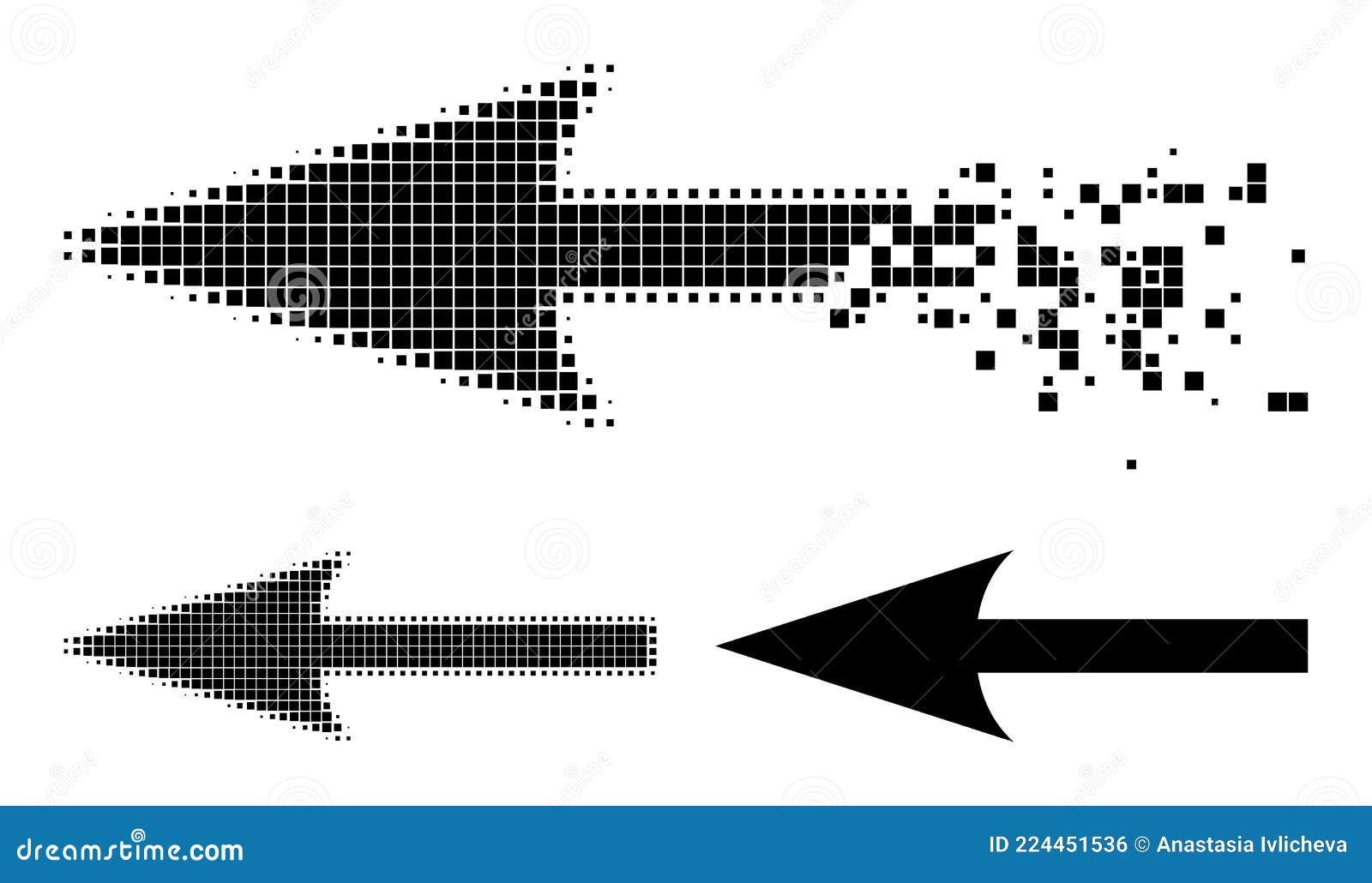 Dissolving and Halftone Dot Sharp Arrow Left Icon Stock Vector ...