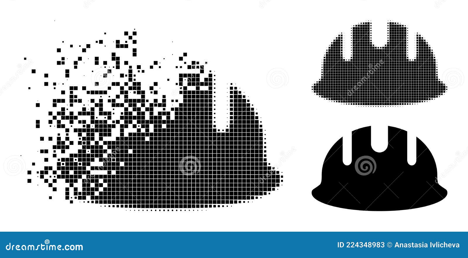 Dissolving and Halftone Pixel Builder Hardhat Icon Stock Vector ... Dissolving and Halftone Pixel Builder Hardhat Icon Stock Vector ...