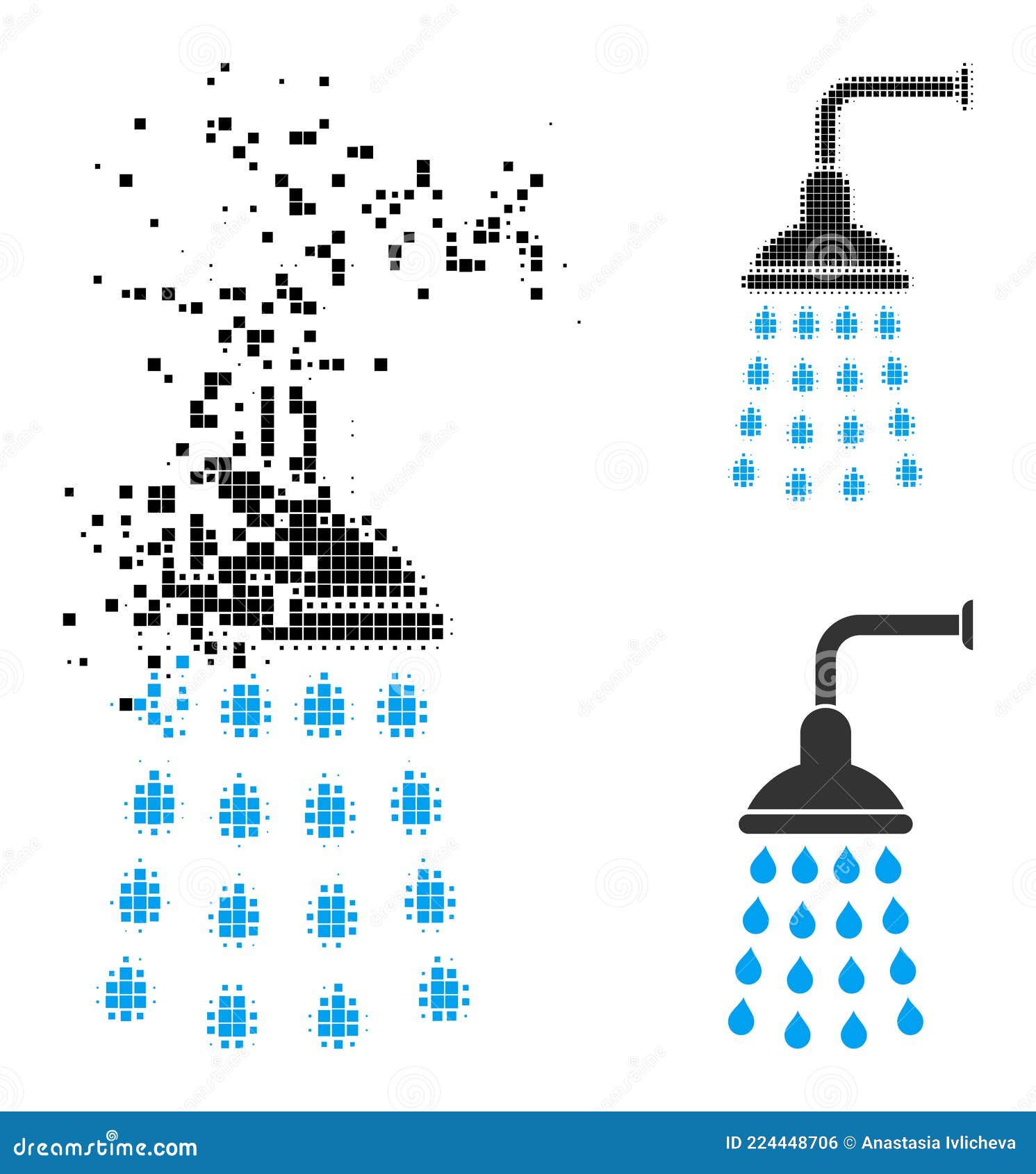 Dissolving and Halftone Pixel Shower Icon Stock Vector - Illustration ...