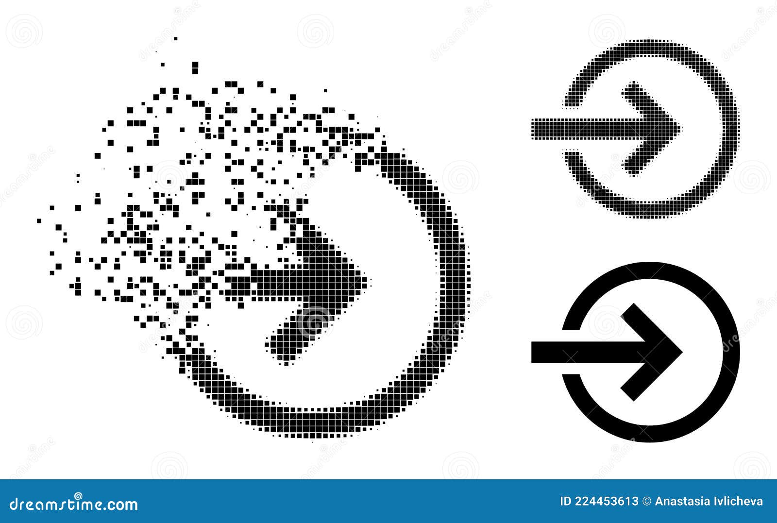 Dissolving and Halftone Pixelated Import Icon Stock Vector ...