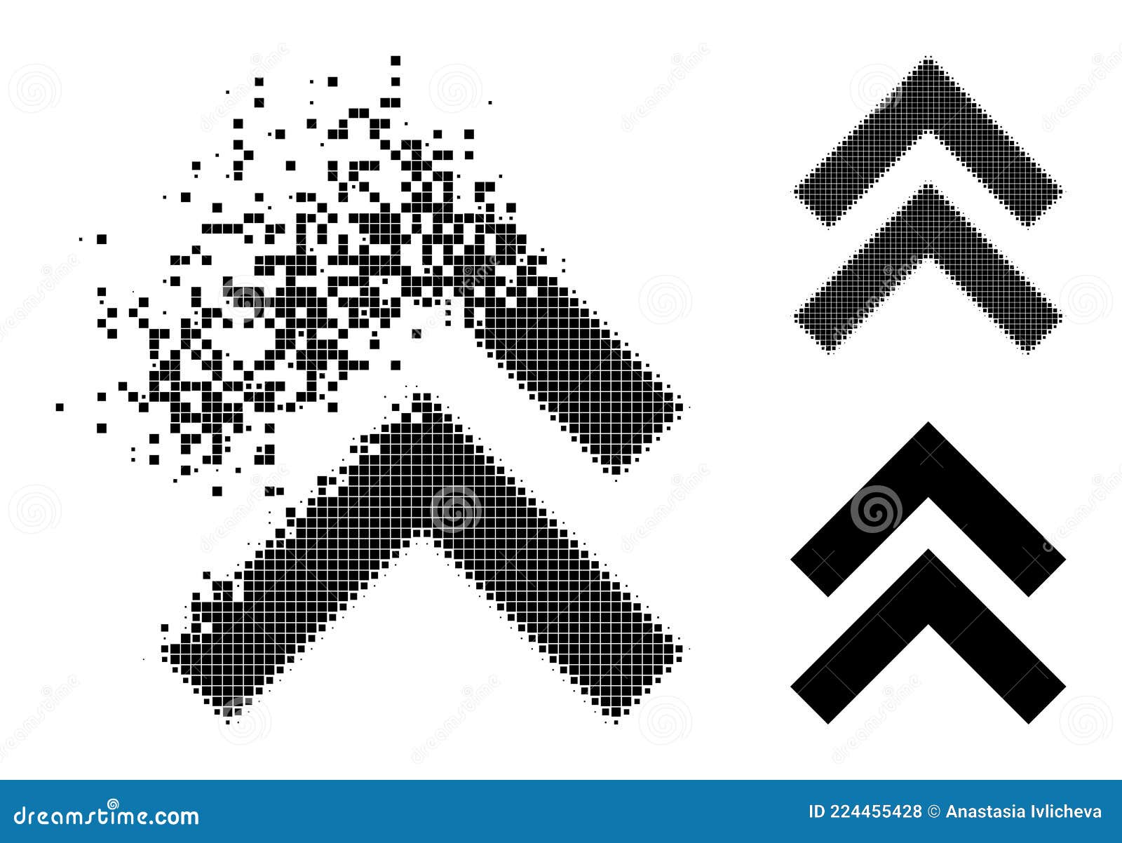 Dissolving and Halftone Pixelated Shift Up Glyph Stock Vector ...