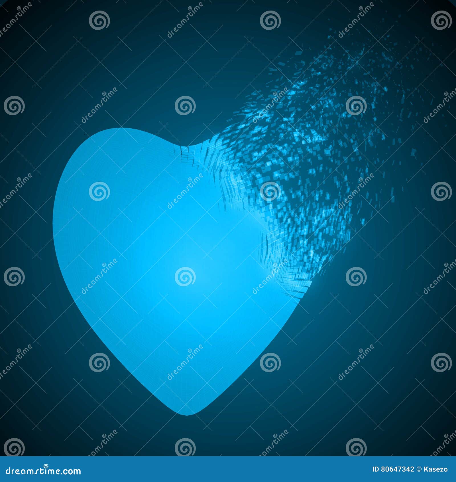 Dissolving Heart Shape. Blue Version. Stock Vector - Illustration of ...