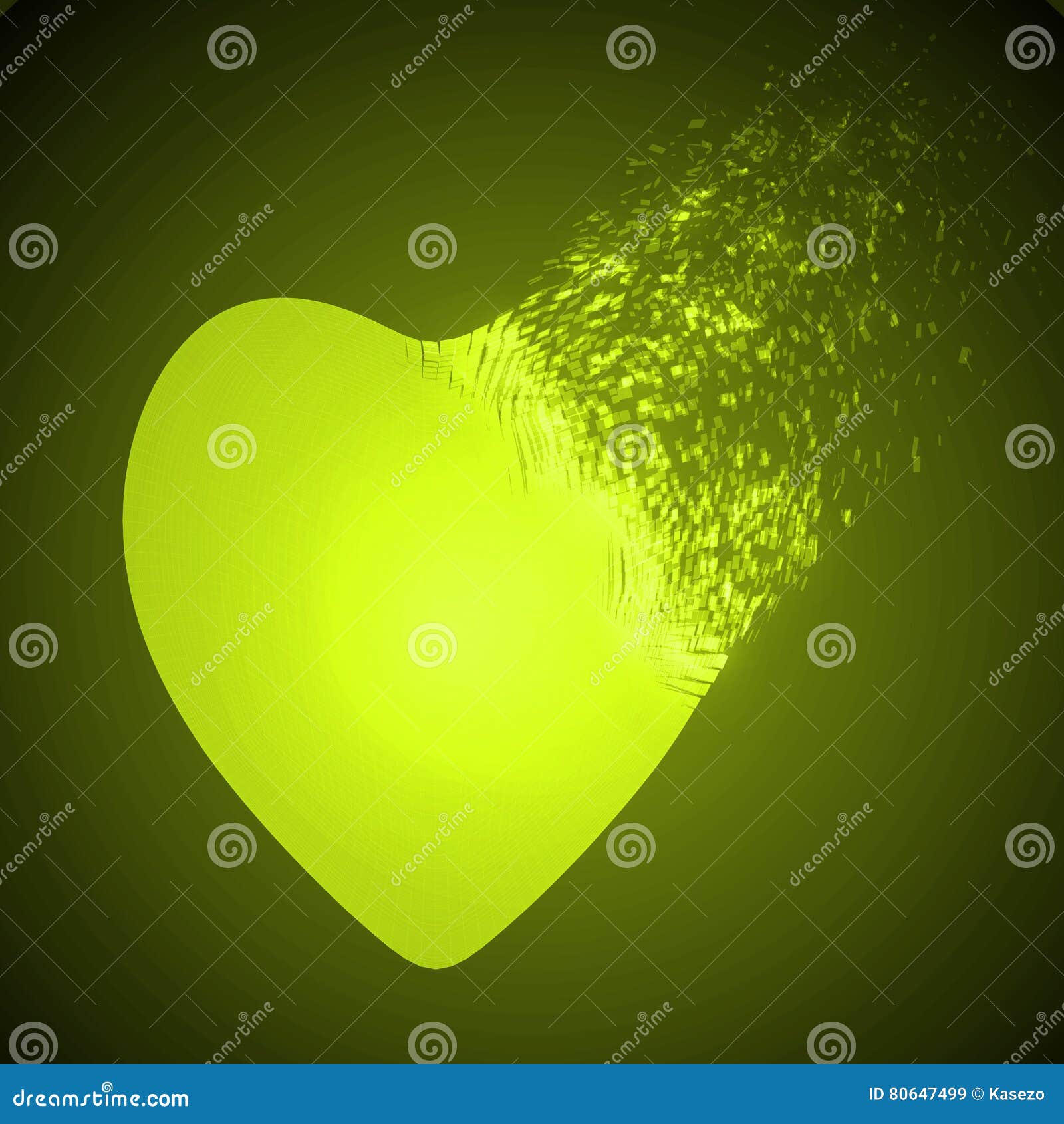 Dissolving Heart Shape. Yellow Version. Stock Vector - Illustration of ...