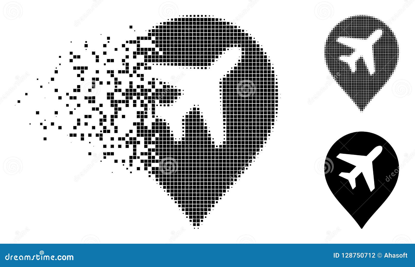 Dissolving Pixel Halftone Airport Map Marker Icon Stock Vector ... Dissolving Pixel Halftone Airport Map Marker Icon Stock Vector ...