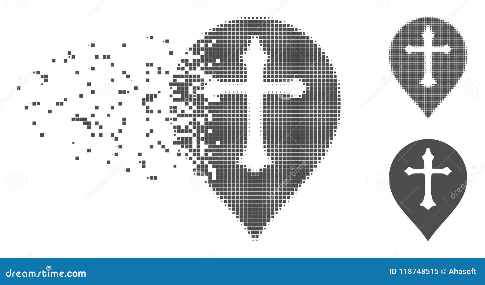 Dissolving Pixel Halftone Christian Cross Marker Icon Stock Vector ... Dissolving Pixel Halftone Christian Cross Marker Icon Stock Vector ...