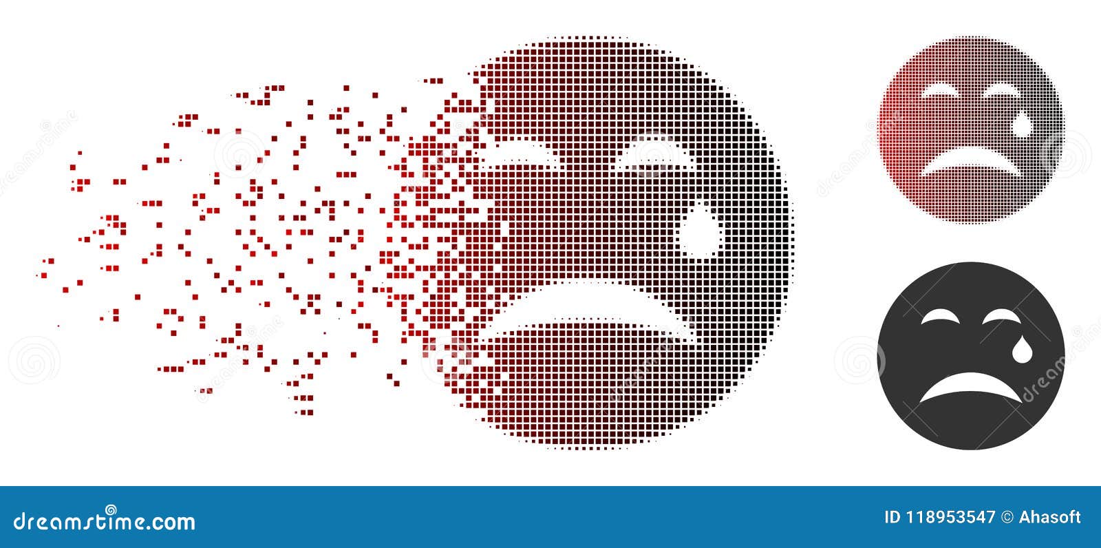 Dissolving Pixel Halftone Cry Smiley Icon Stock Vector - Illustration ...