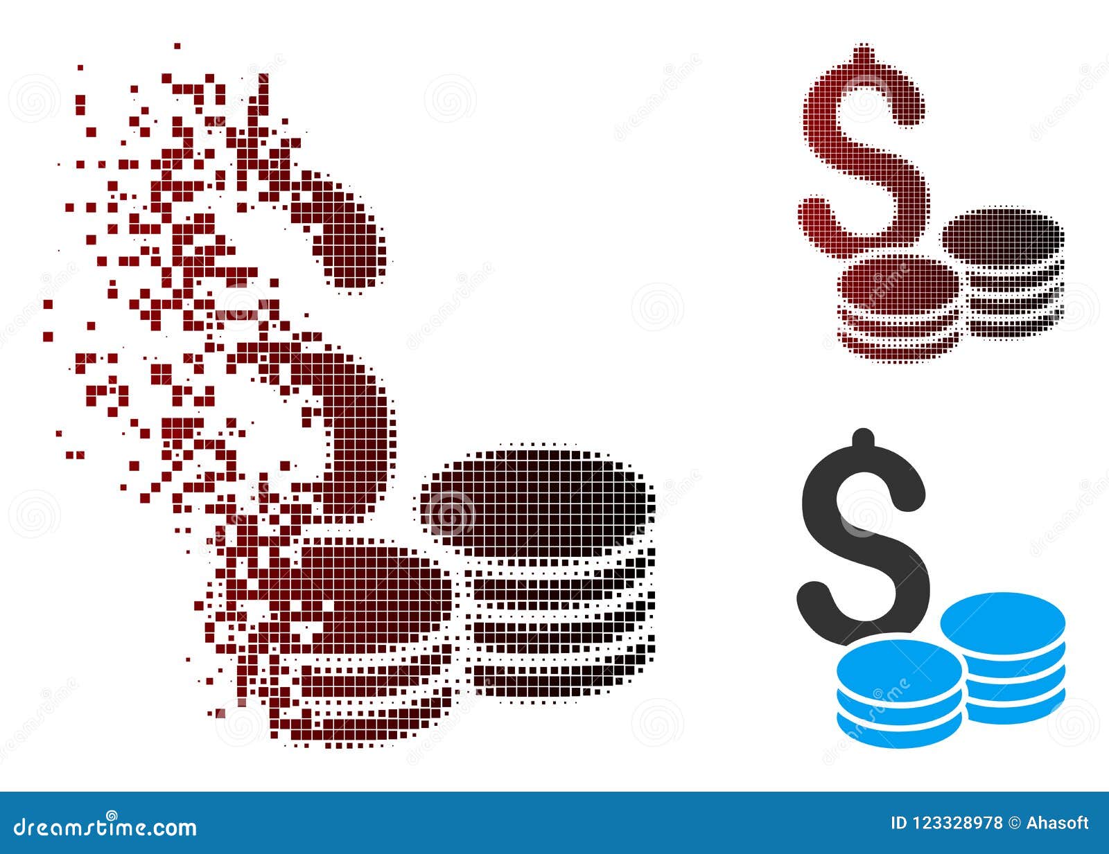 Dissolving Pixel Halftone Dollar Cash Icon Stock Vector - Illustration ...