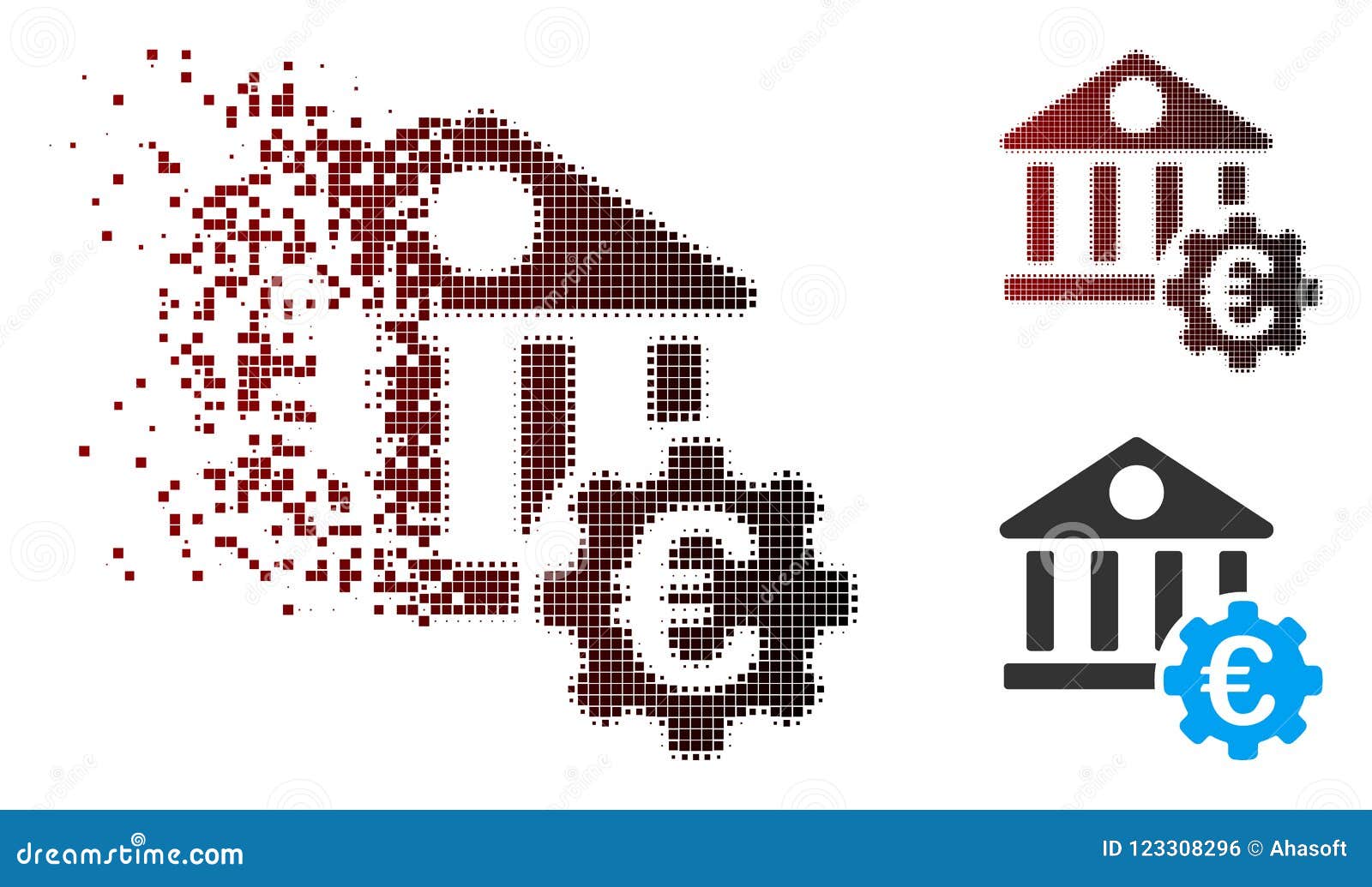 Dissolving Pixel Halftone Euro Bank Building Options Icon Stock Vector ... Dissolving Pixel Halftone Euro Bank Building Options Icon Stock Vector ...