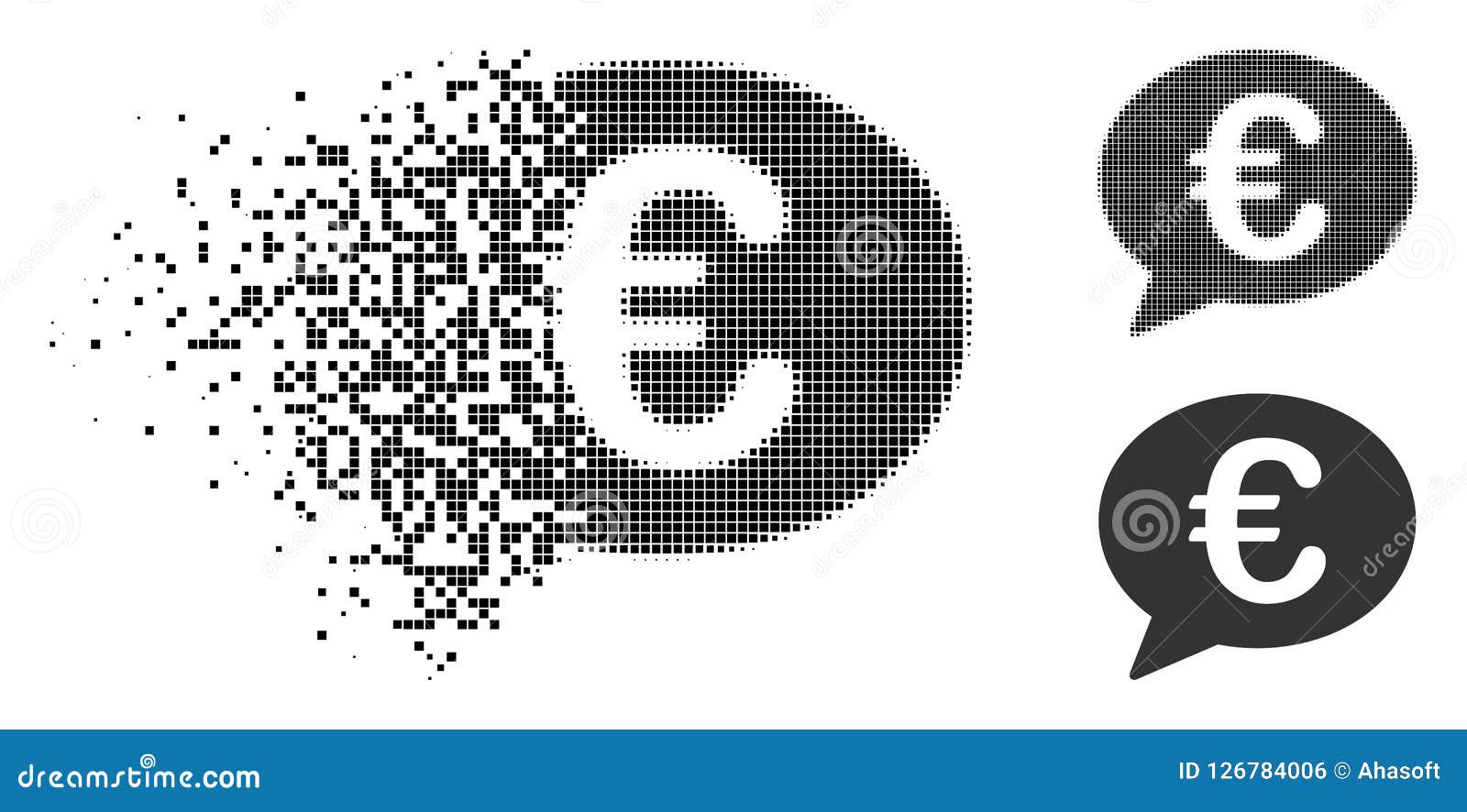 Dissolving Pixel Halftone Euro Message Balloon Icon Stock Vector ... Dissolving Pixel Halftone Euro Message Balloon Icon Stock Vector ...