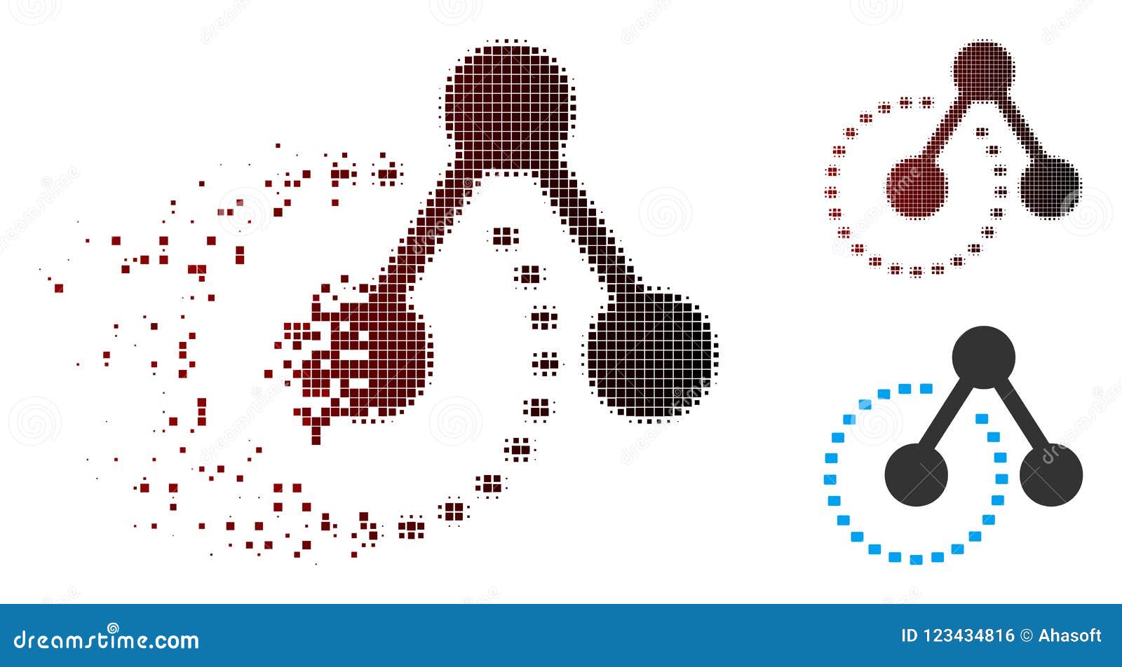 Dissolving Pixel Halftone Molecule Structure Analysis Icon Stock Vector ...