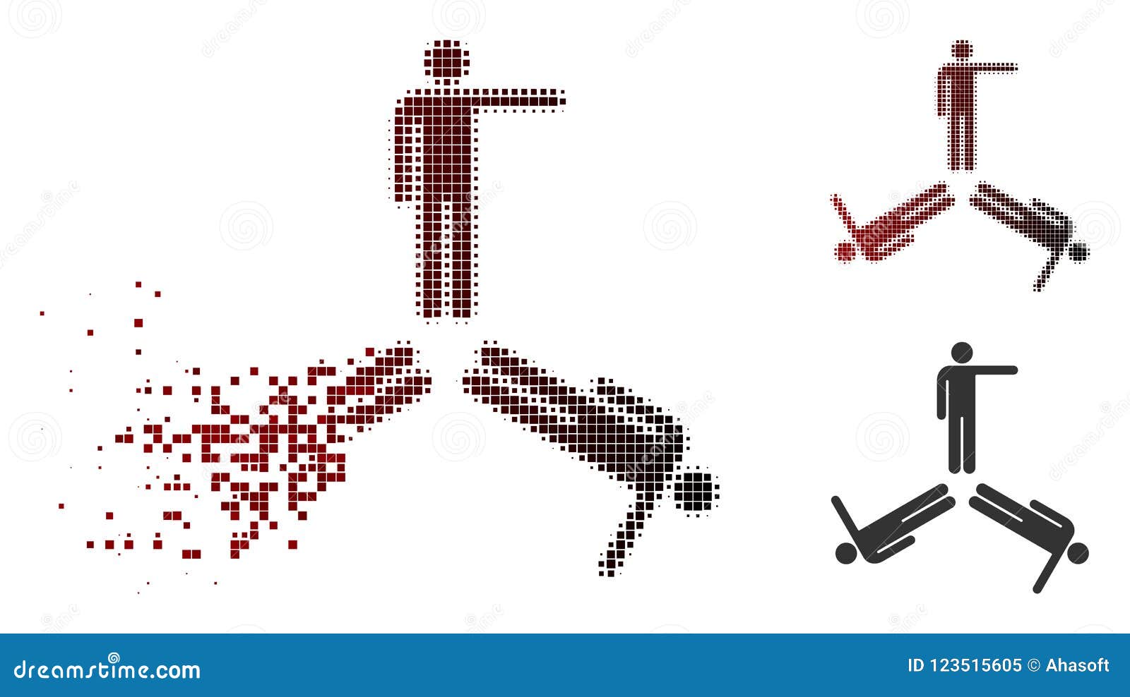 Dissolving Pixel Halftone Pointing Men Icon Stock Vector - Illustration ...