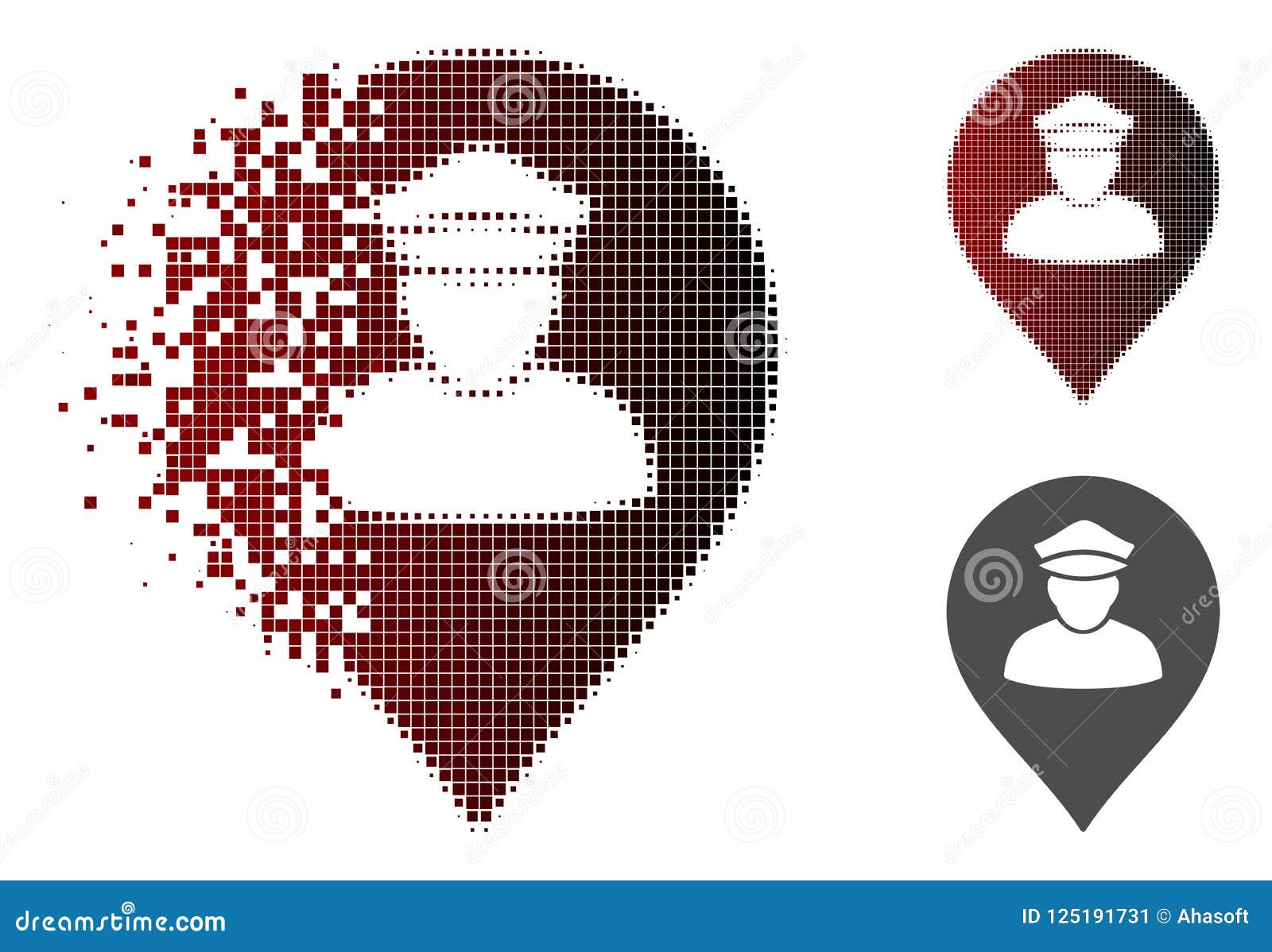 Dissolving Pixel Halftone Policeman Map Marker Icon Stock Vector ... Dissolving Pixel Halftone Policeman Map Marker Icon Stock Vector ...