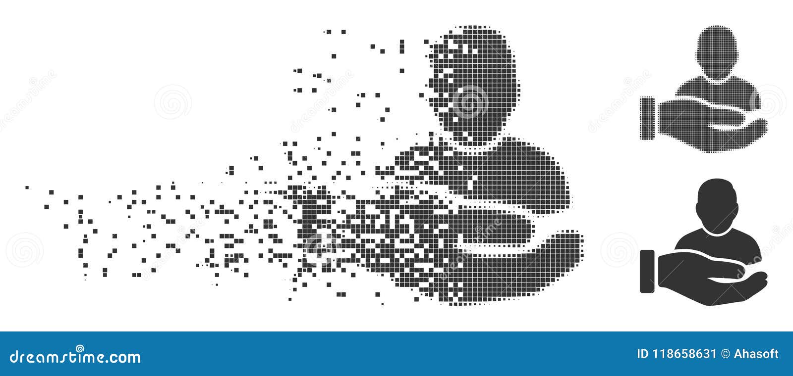 Dissolving Pixel Halftone User Support Hand Icon Stock Vector ...