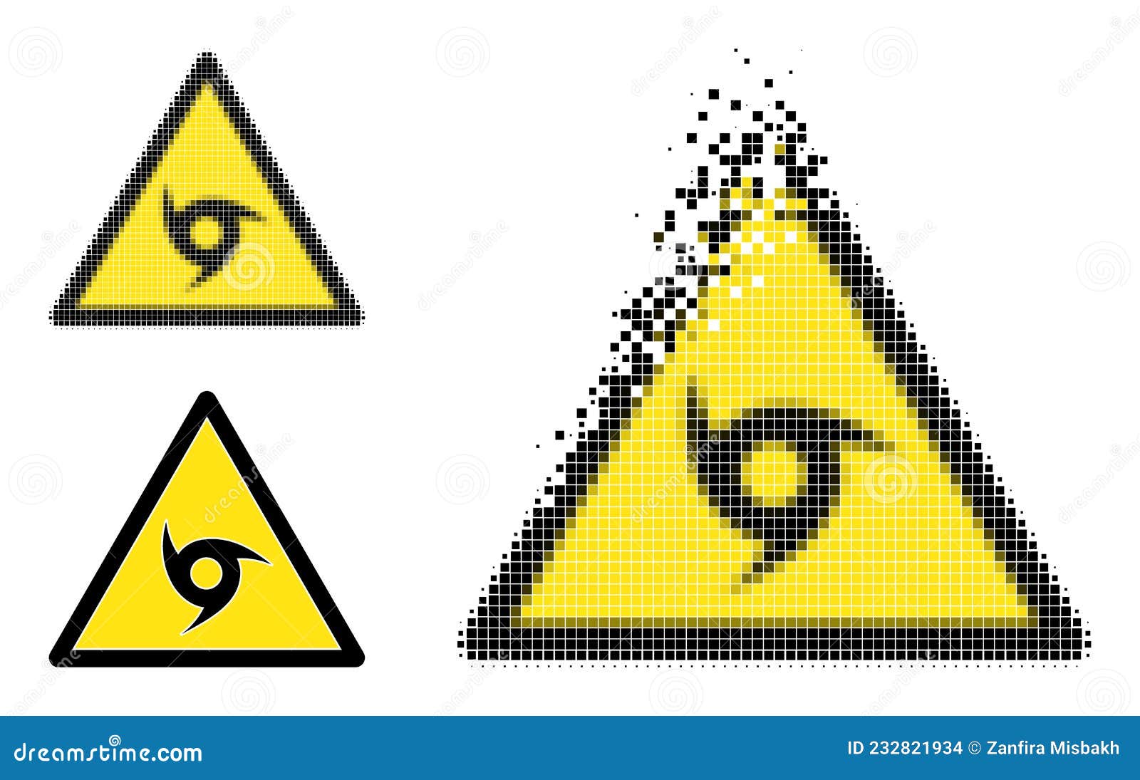 Dissolving Pixel Hurricane Danger Glyph with Halftone Version Stock ...