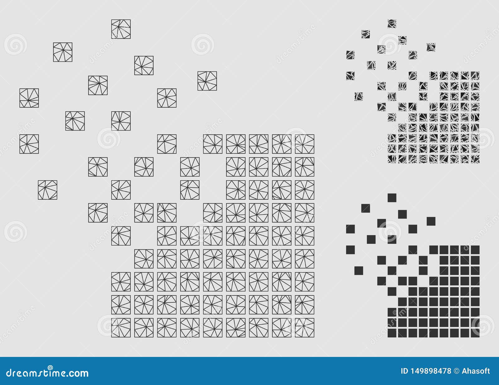Dissolving Pixel Mosaic Vector Mesh 2D Model and Triangle Mosaic Icon ...