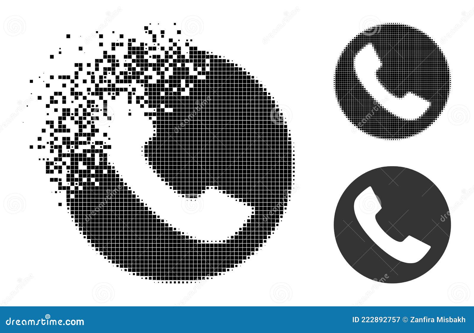 Dissolving Pixel Phone Icon with Halftone Version Stock Vector ...