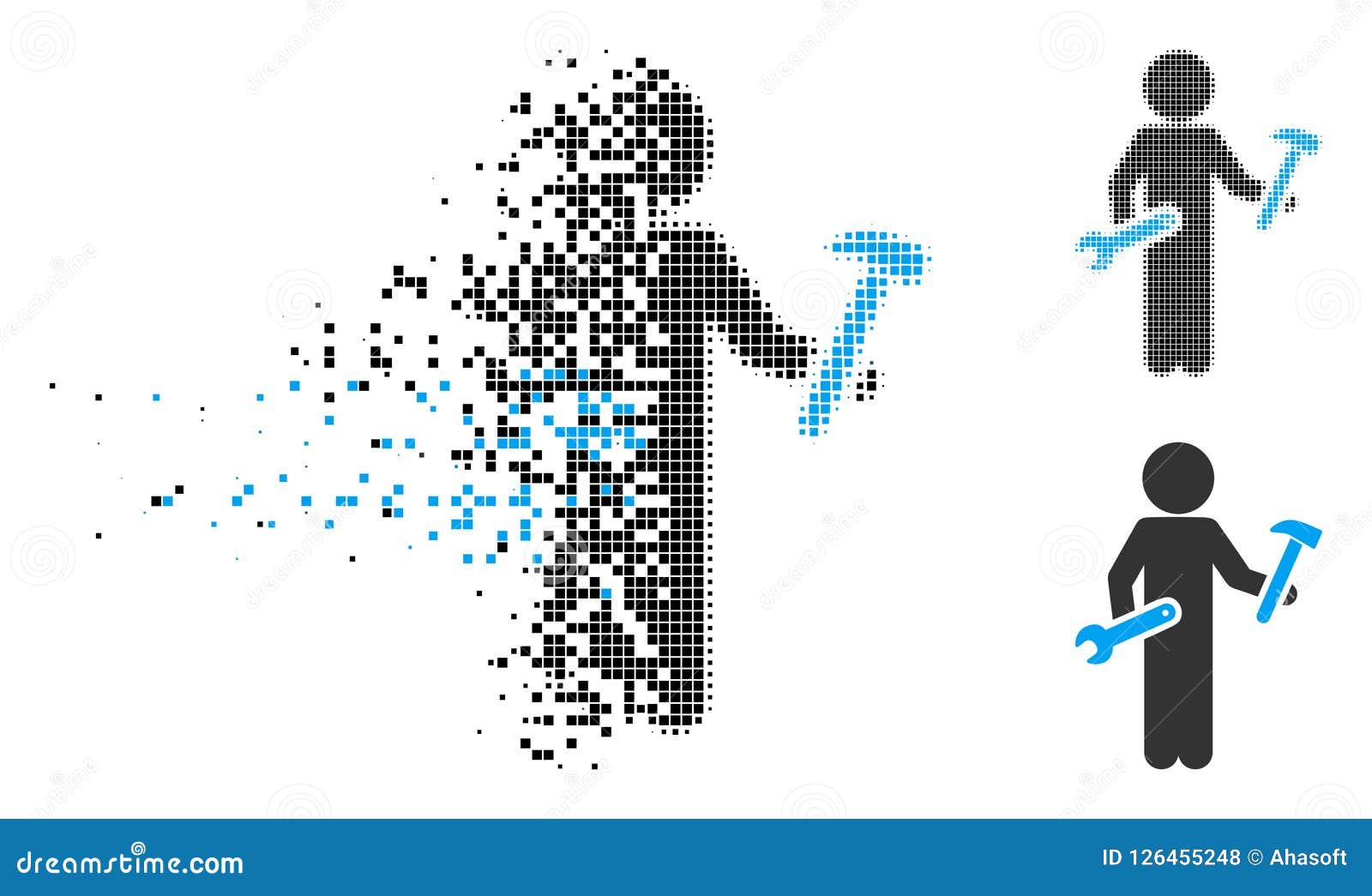 Dissolving Pixelated Halftone Child Serviceman Icon Stock Vector ...