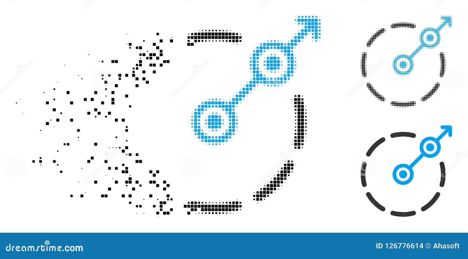 Dissolving Pixelated Halftone Round Area Exit Icon Stock Vector ...