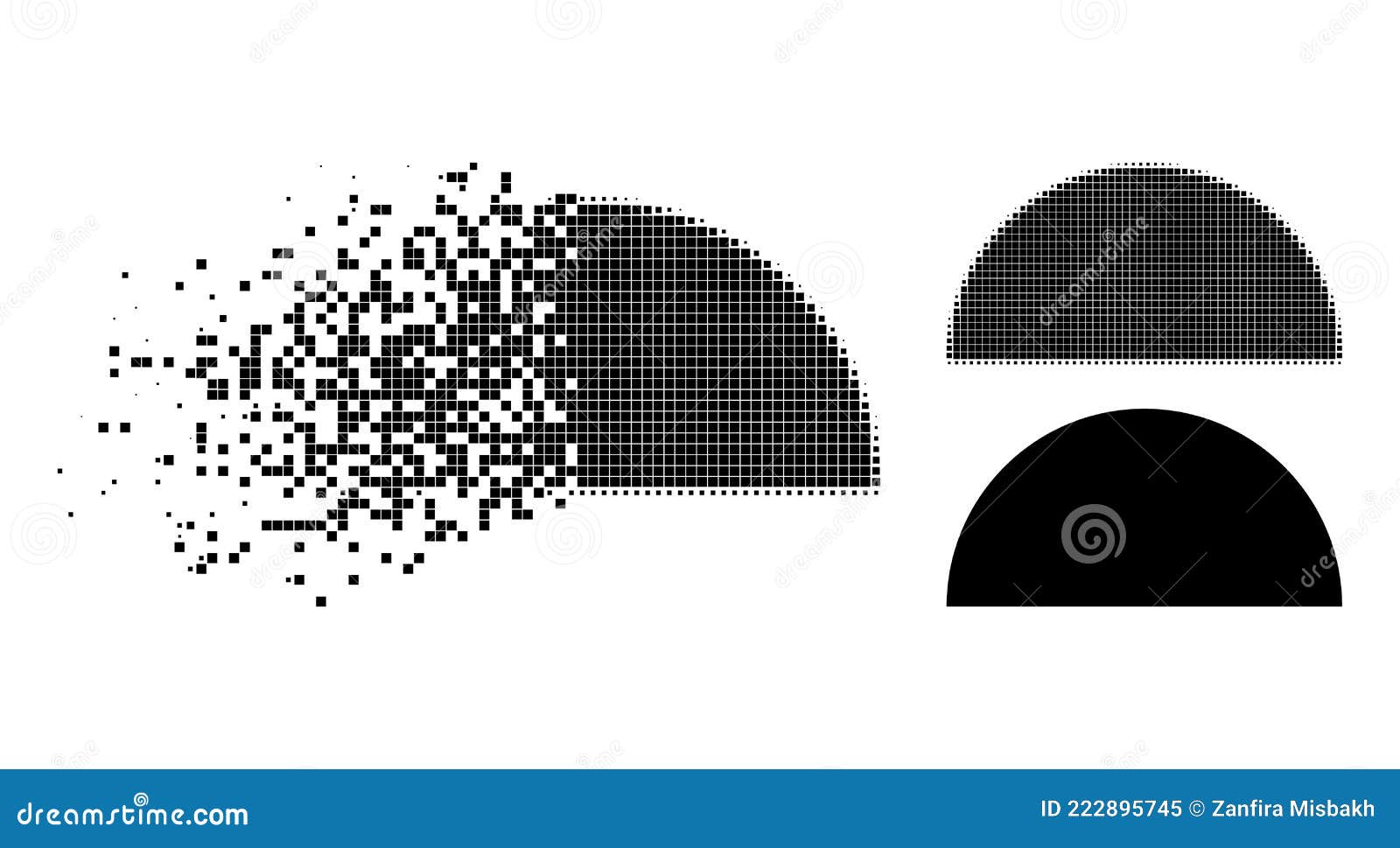 Dissolving Pixelated Semisphere Icon with Halftone Version Stock Vector ...