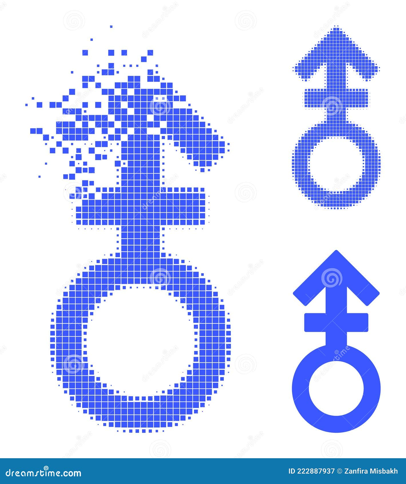 Damaged Dot Third Gender Symbol Icon with Halftone Version Stock Vector ...