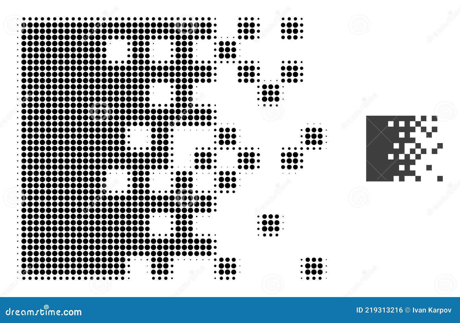 Dissolving Pixels Halftone Dotted Icon Stock Vector - Illustration of ...