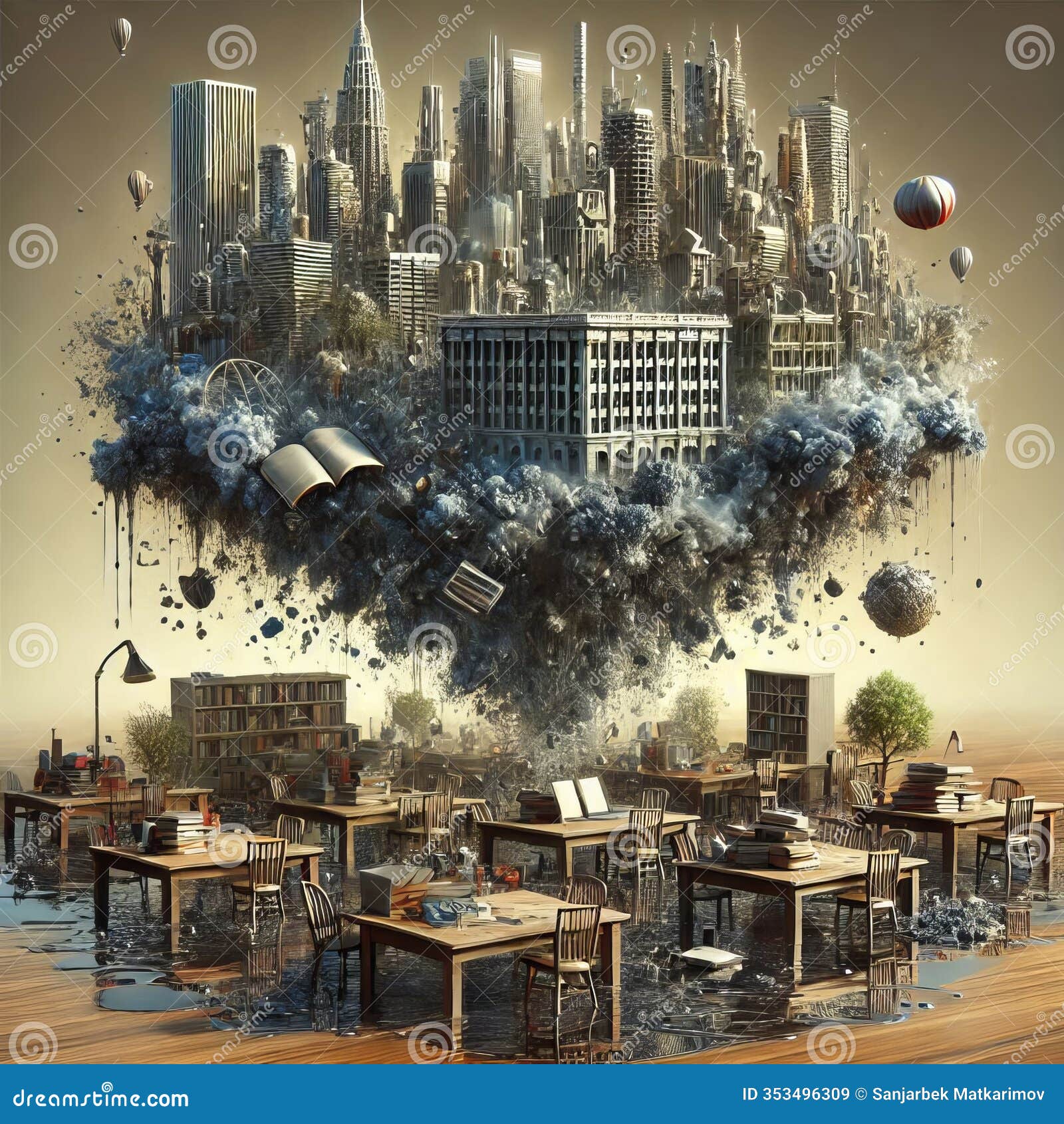 Dissolving Structures Buildings or Objects Melting Away into a F Stock ...