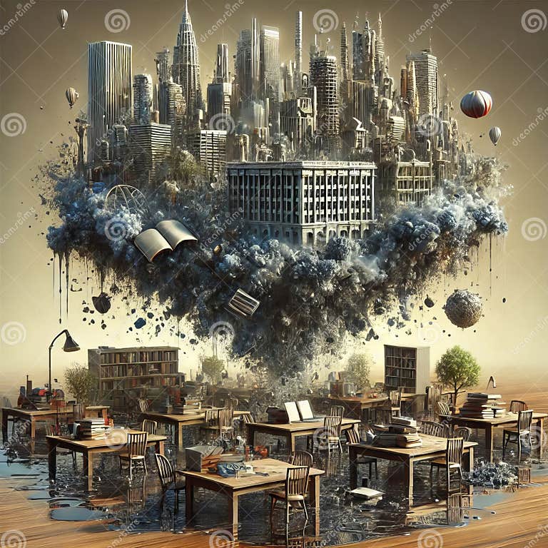 Dissolving Structures Buildings or Objects Melting Away into a F Stock ...