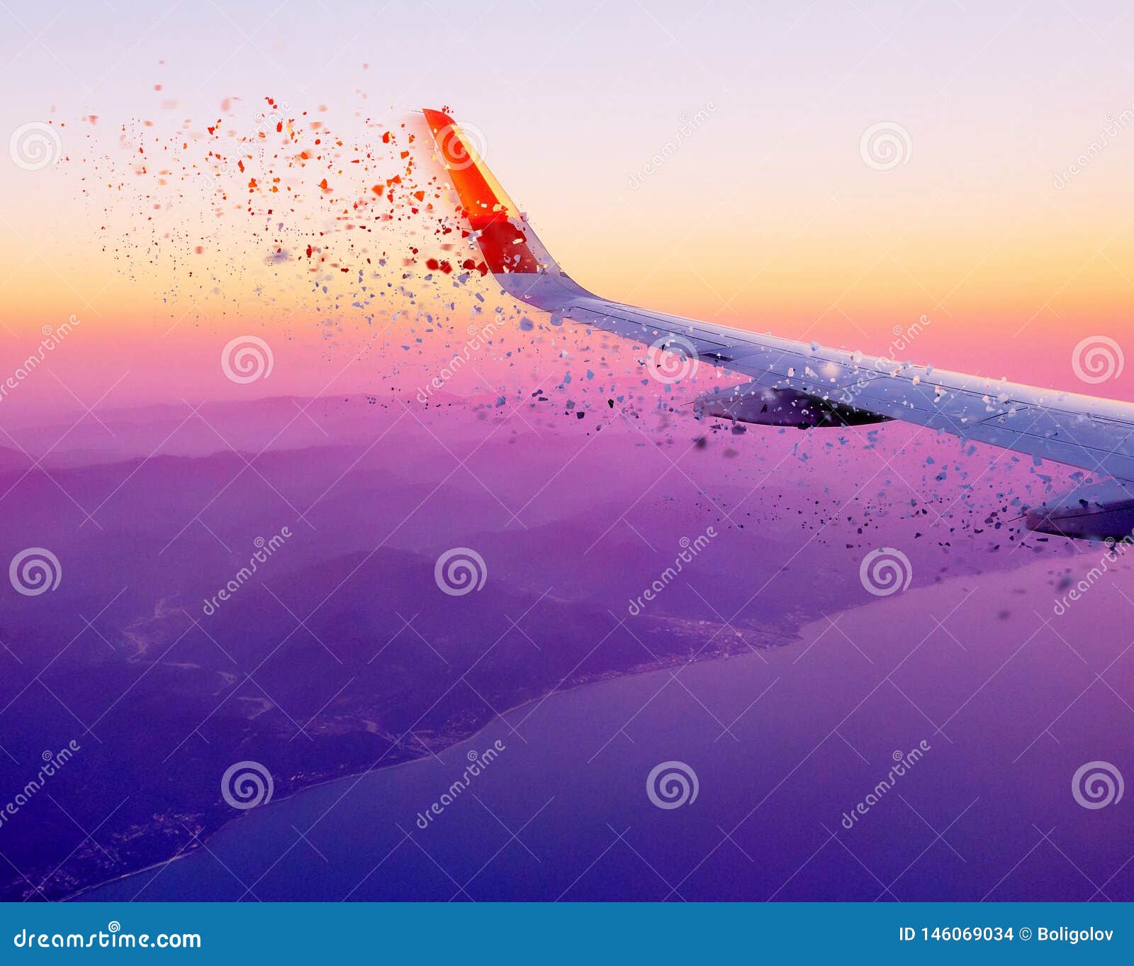 Dissolving Texture of Sunset View of Sky and Clouds from Window of ...