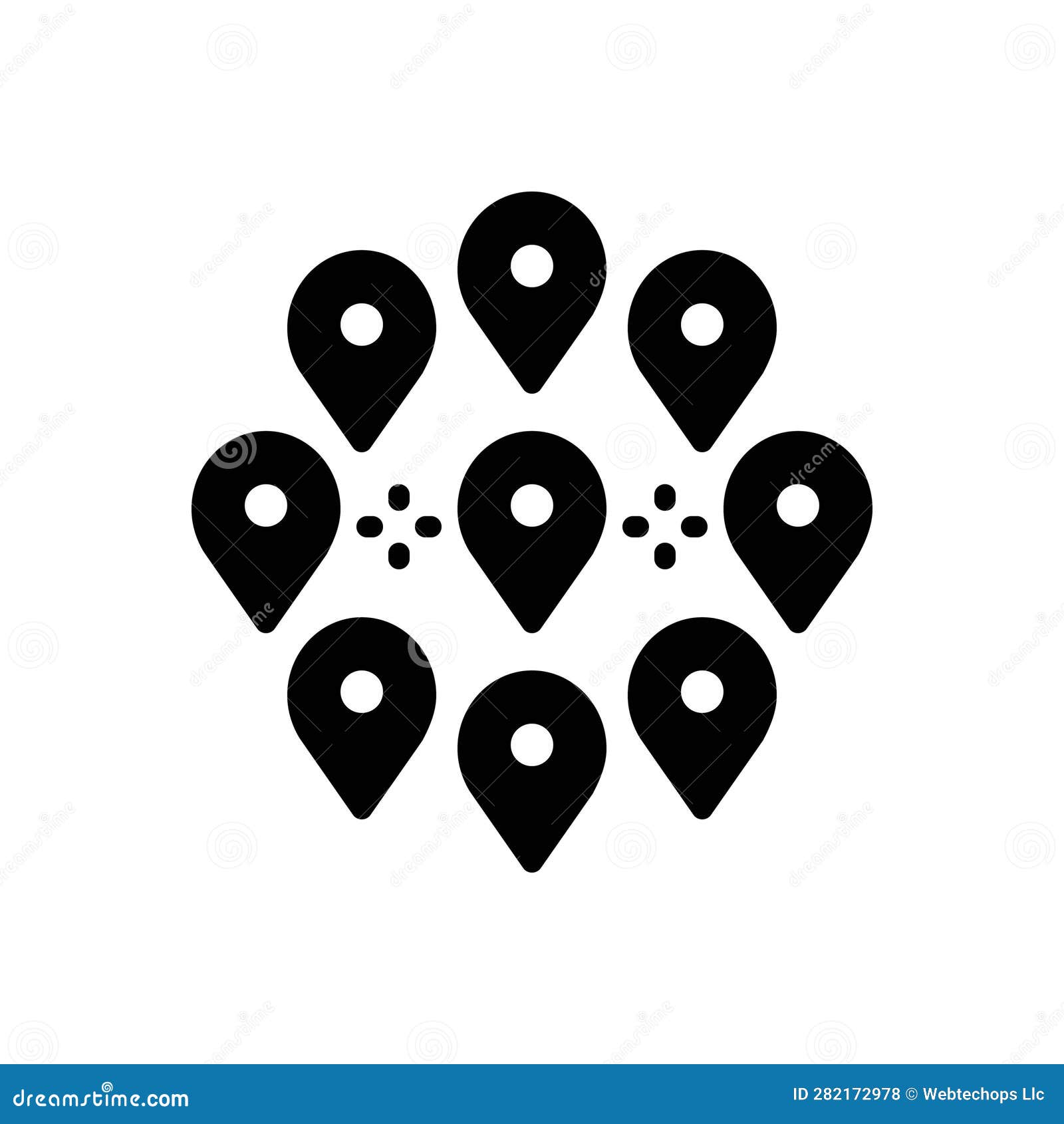 Black Solid Icon for Dist, District and Area Stock Illustration ...