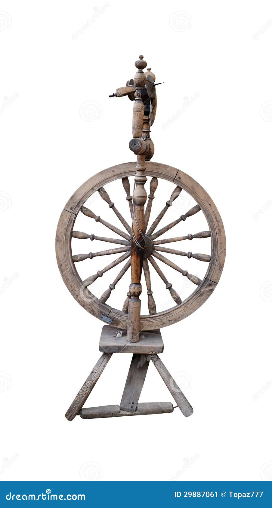 Distaff Spinning Wheel Isolated Stock Image - Image of movement ...