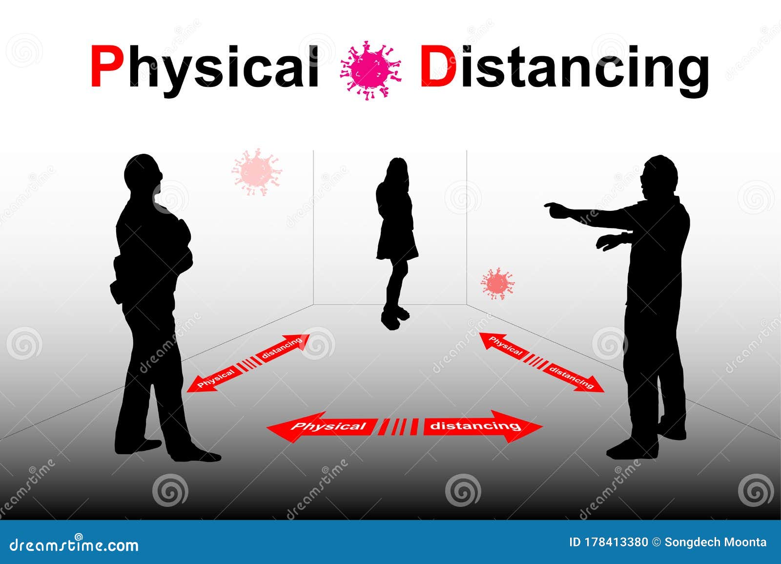 Physical Distancing Warning Sign Stock Vector - Illustration of covid19 ...