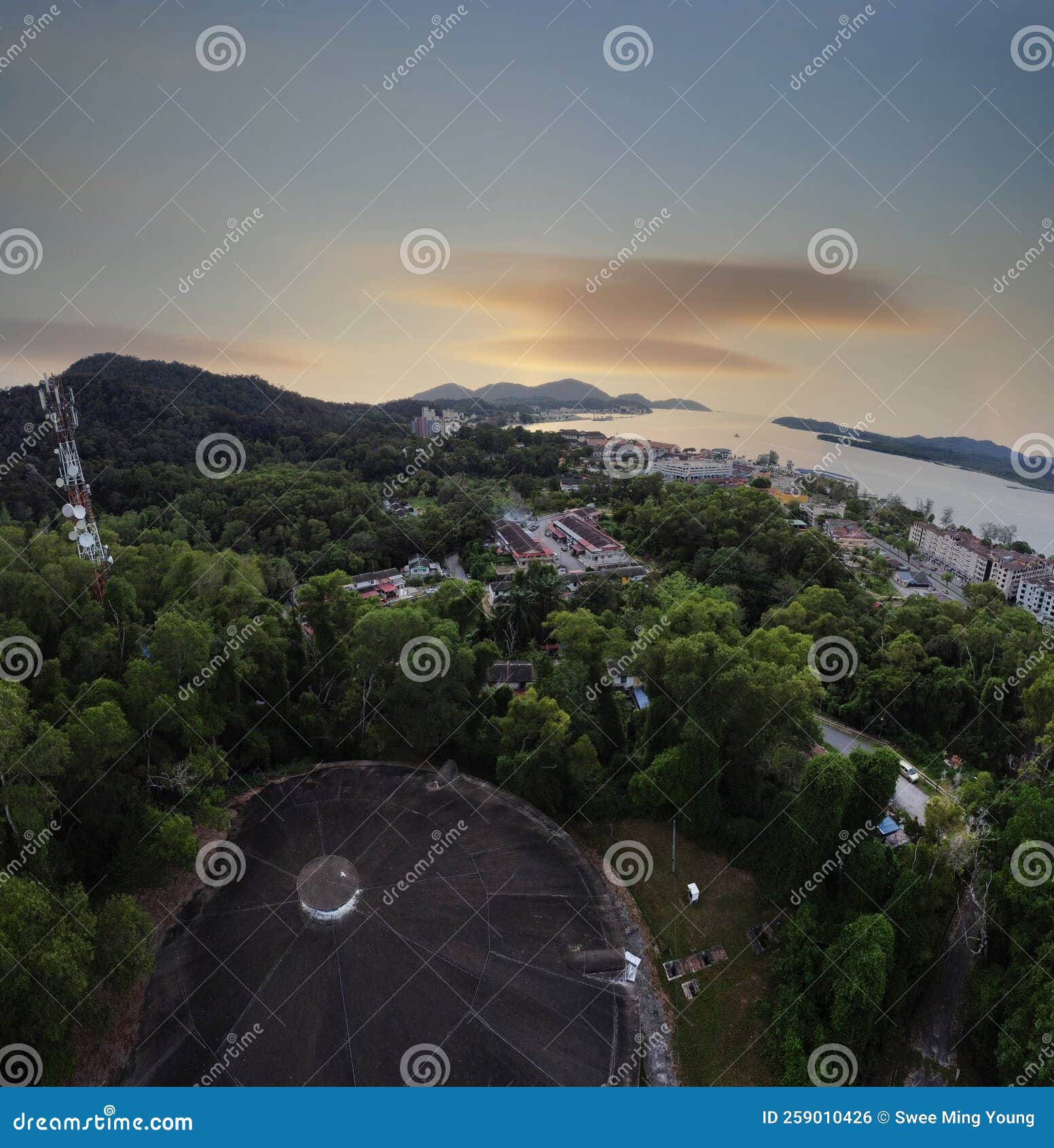 Distance Aerial View of the Coastal Town. Stock Photo - Image of resort ...