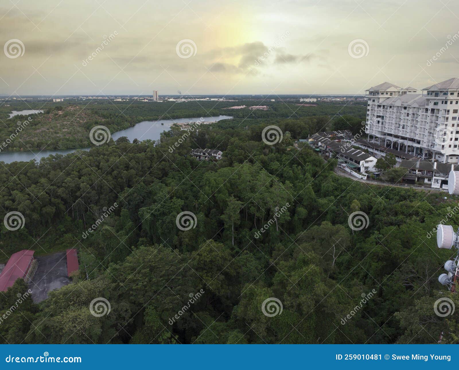 Distance Aerial View of the Coastal Town. Stock Image - Image of ...