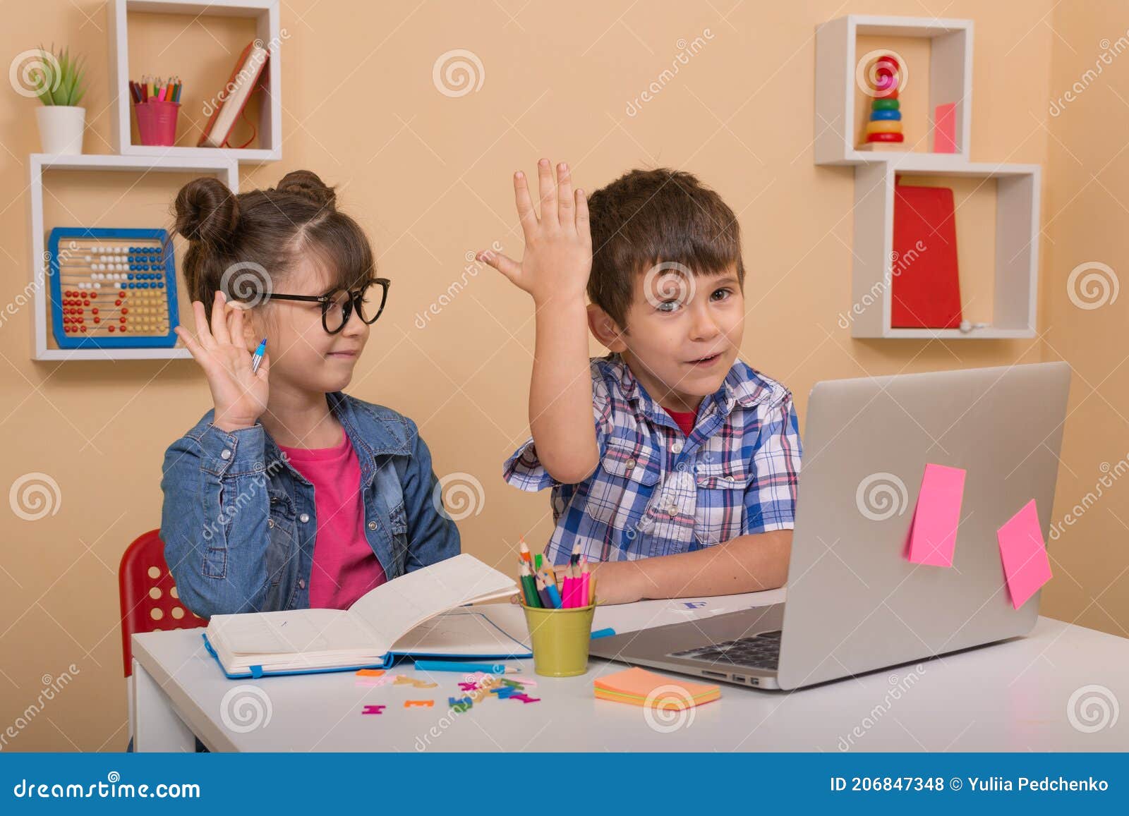 Distance Classes, Teaching Online. Kids Learning Online Stock Photo ...