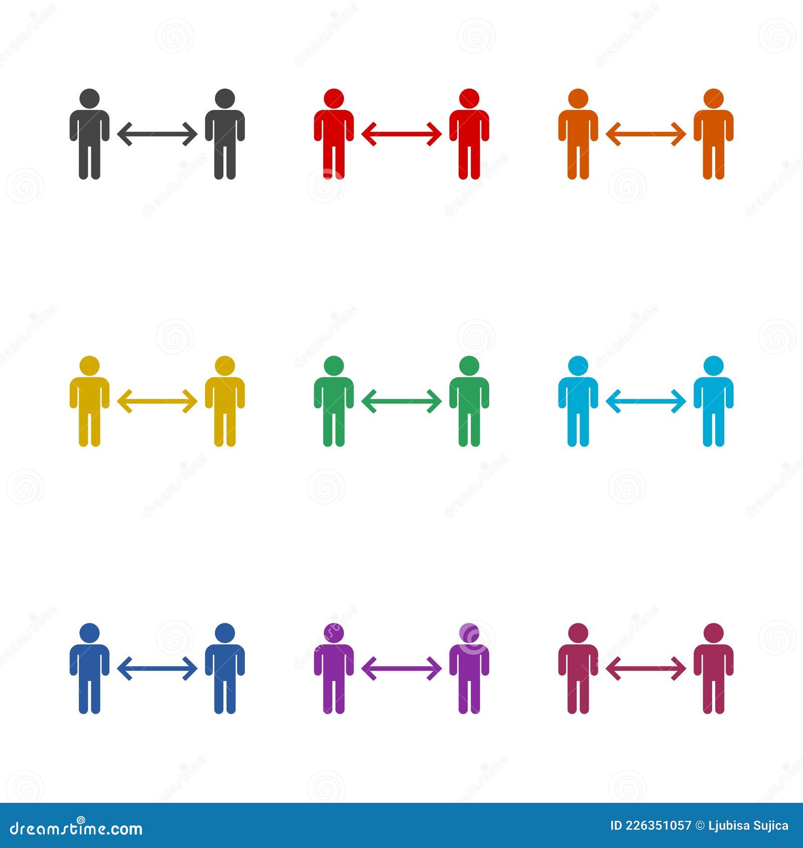 Distance Color Icon Set Isolated on White Background Stock Vector ...