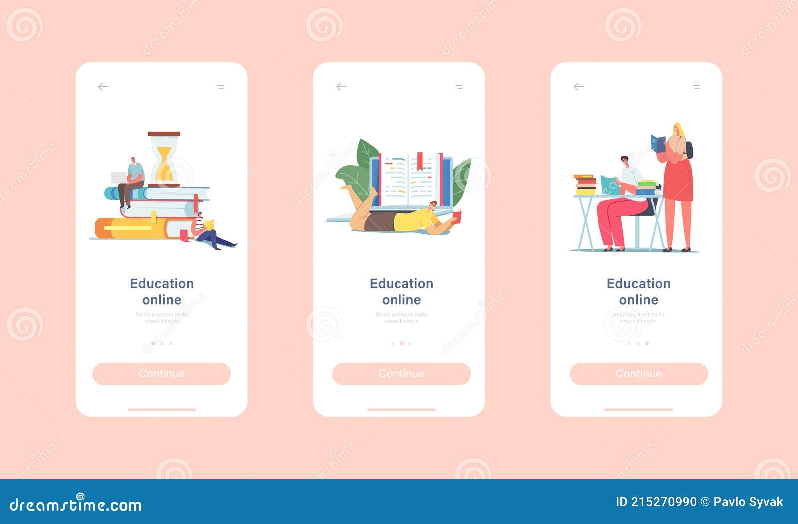 Distance Courses, Online Education Mobile App Page Onboard Screen Template. Tiny Students ...