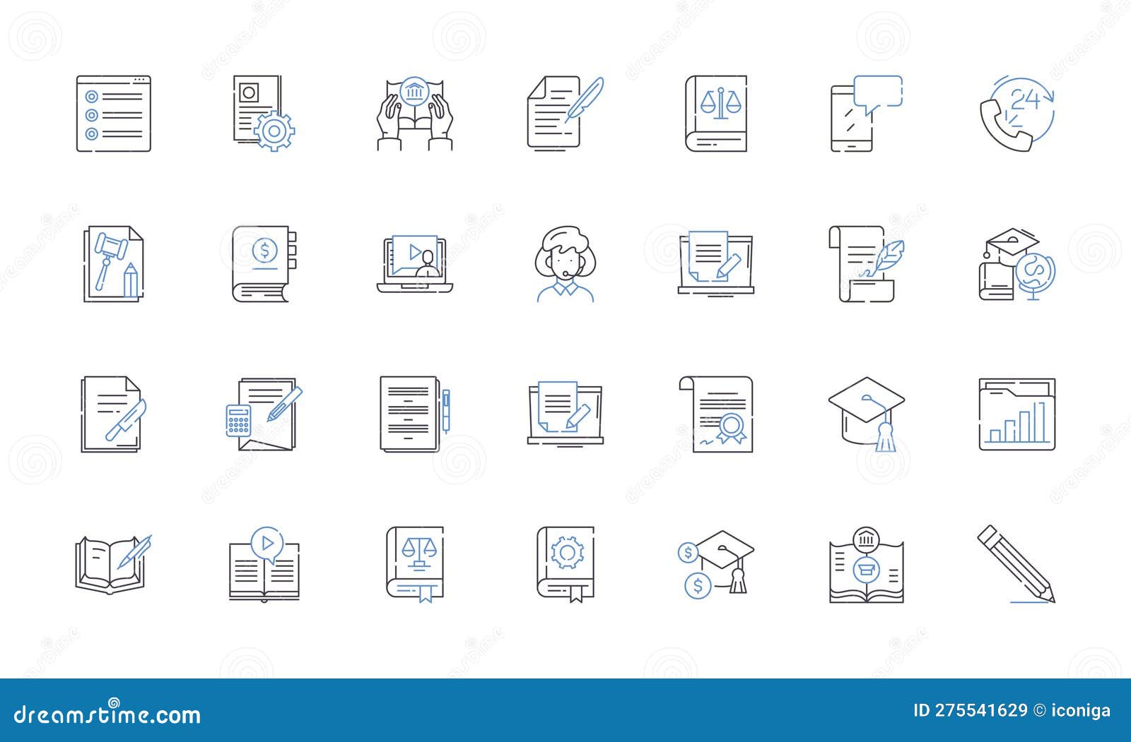 Distance Coursework Line Icons Collection. Online, Virtual, Remote, Web ...