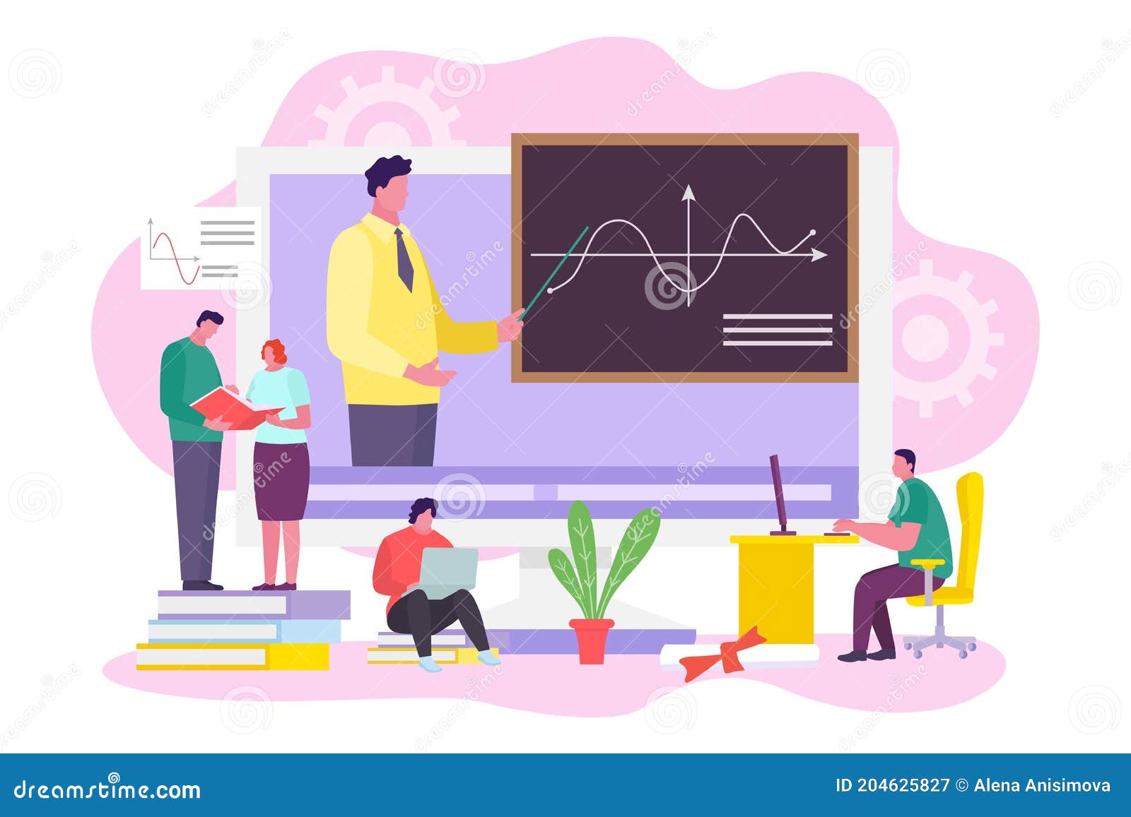 Distance Education Concept. E-learning Banner Stock Illustration ...